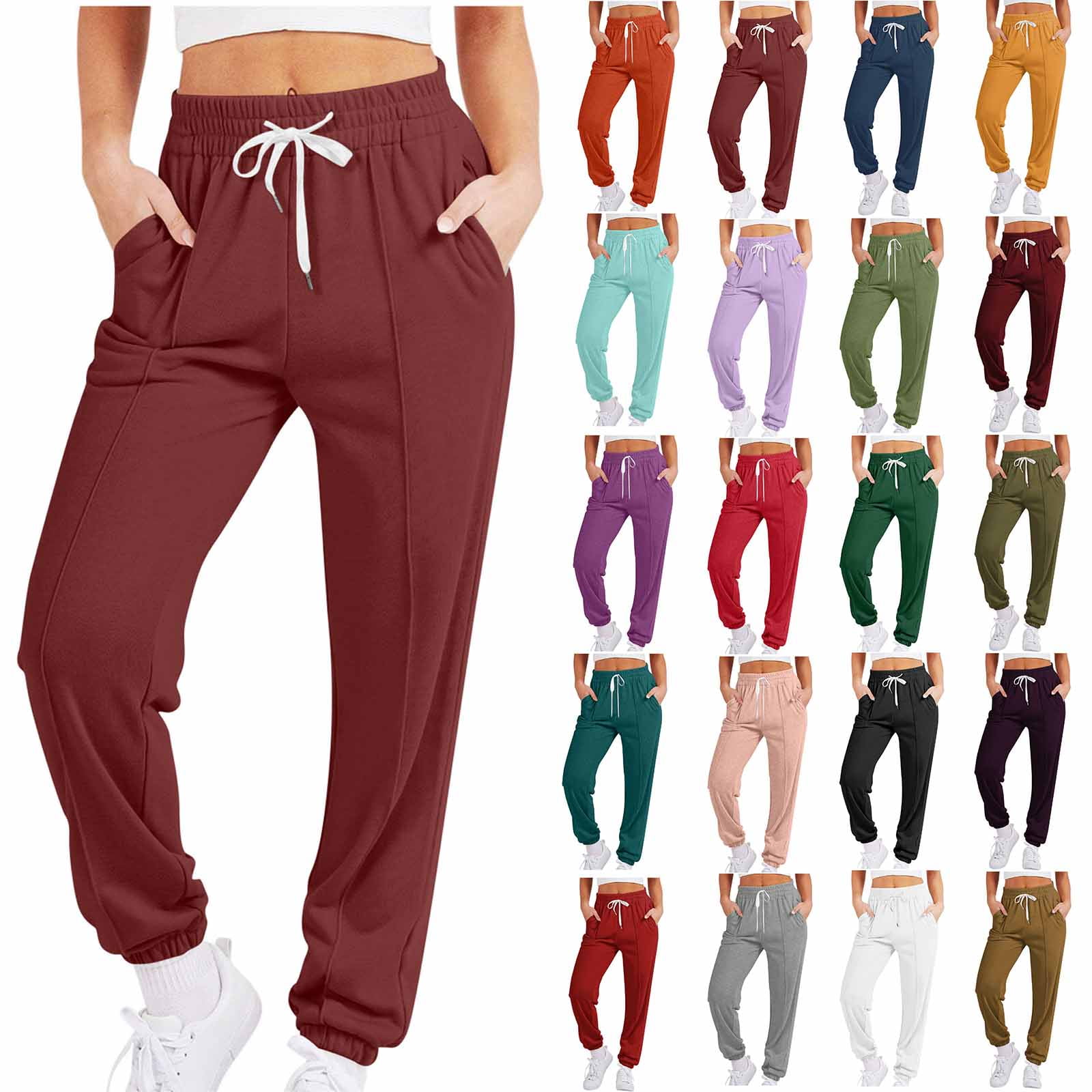 BiZtdJrK Elastic Bottom Sweatpants for Women Drawstring High Waist Gym ...
