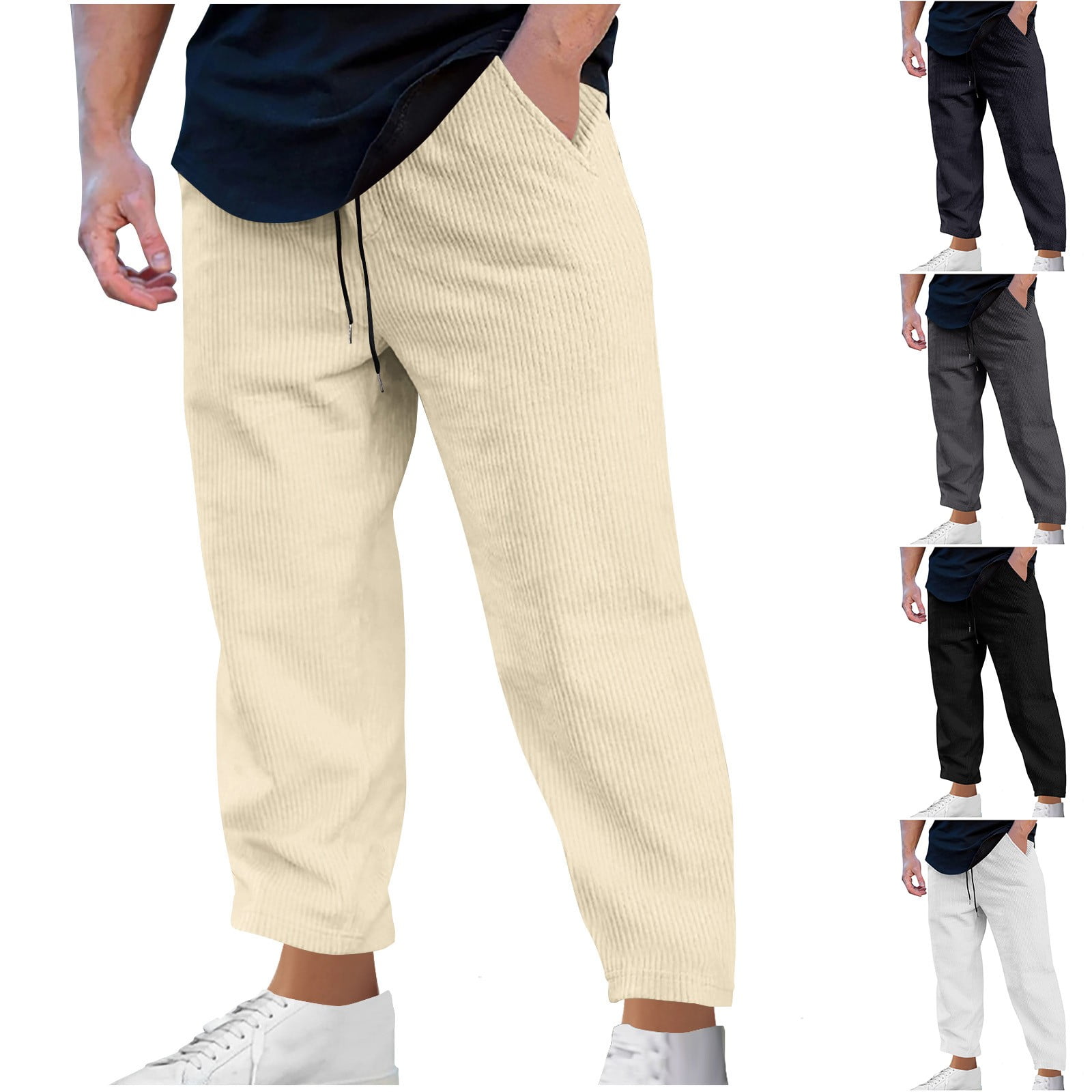 BiZtdJrK Fall Sweatpants for Men Corduroy Ribbed Knit Loose Fit Casual ...