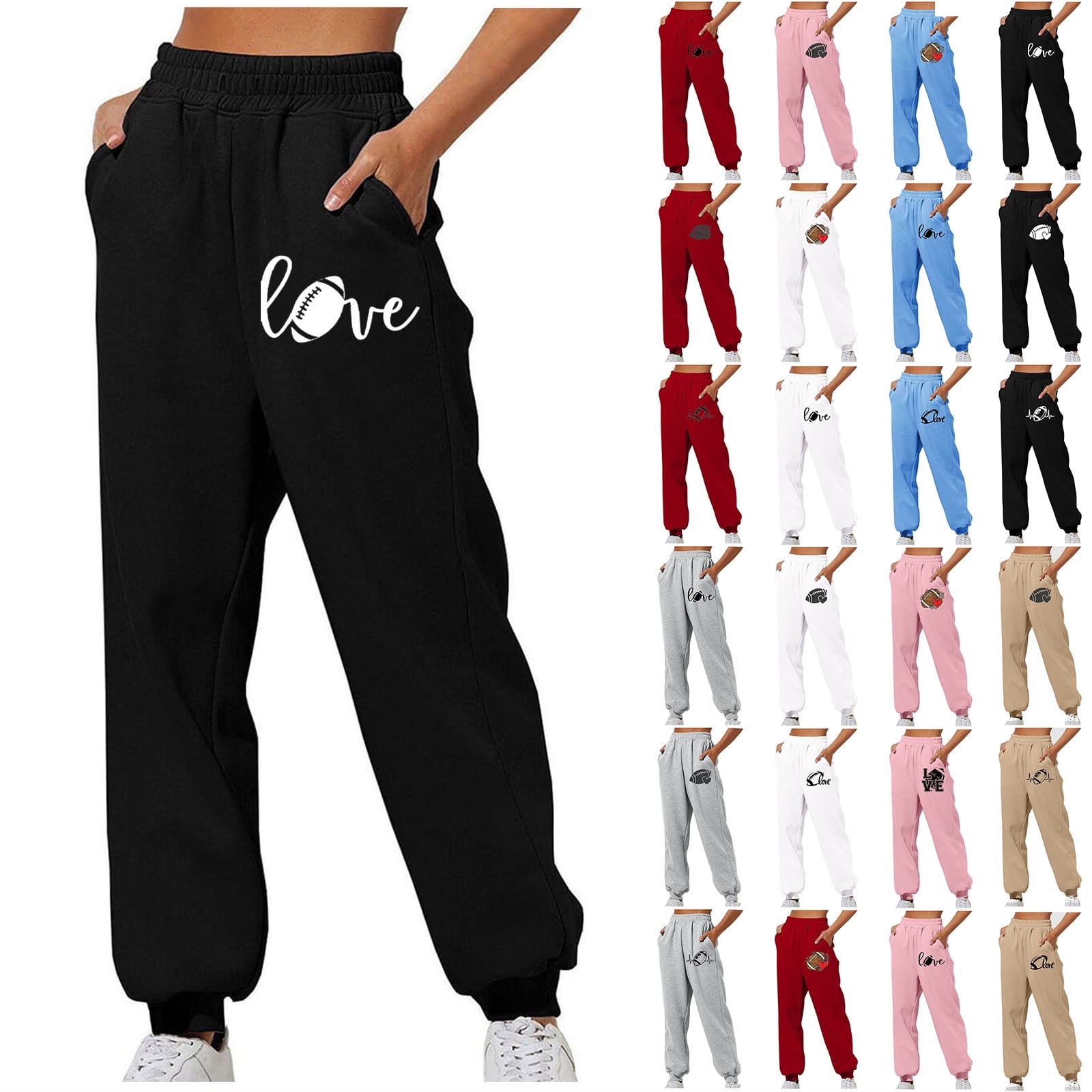 BiZtdJrK Flash Sales Today Sweatpants Women Baggy Cinch Bottom Workout Jogger Pants Casual High ...