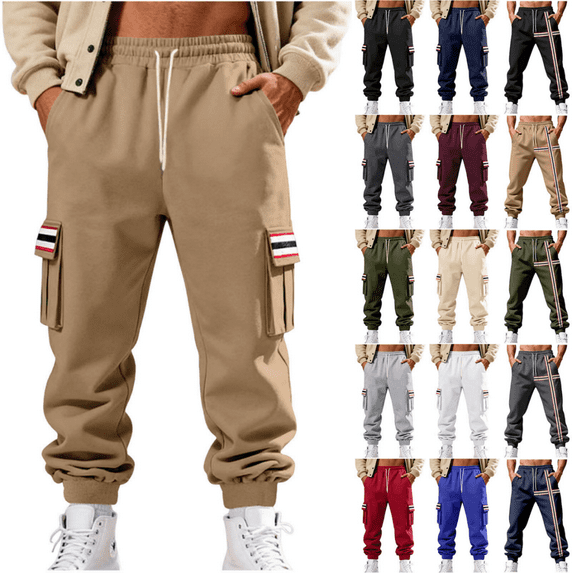 BiZtdJrK Fleece Sweatpants for Men Drawstring Waist Workout Joggers ...