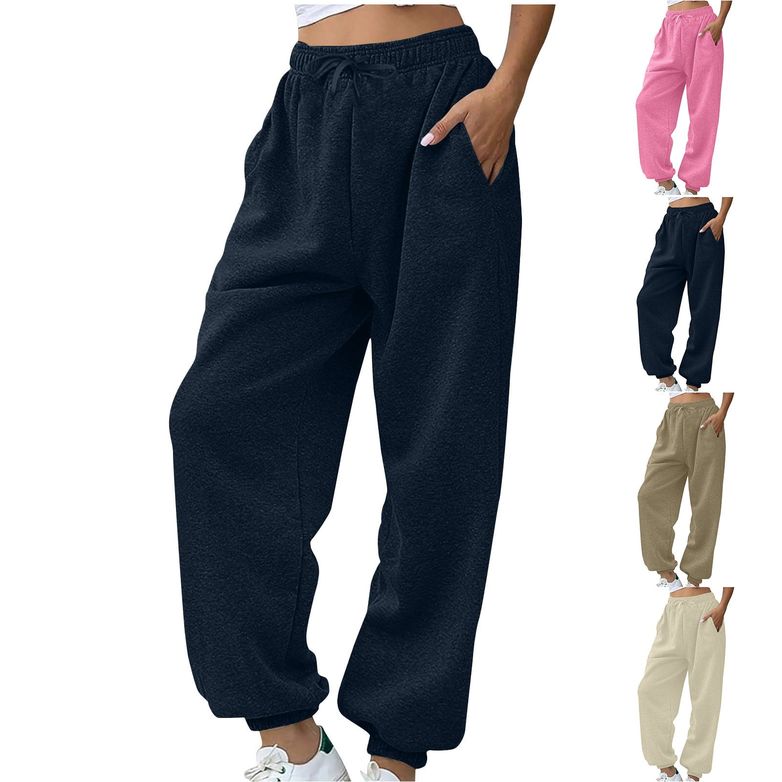 BiZtdJrK Fleece Sweatpants for Women Drawstring High Waist Warm Sweat ...