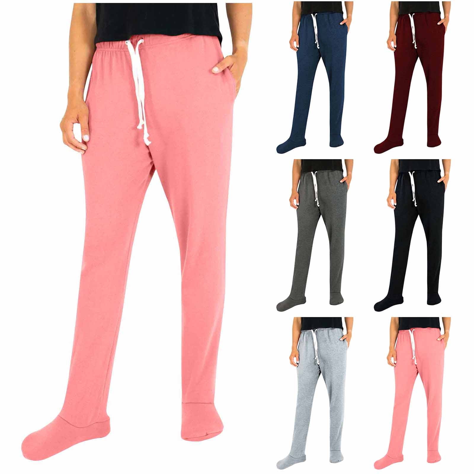 BiZtdJrK Footed Sweatpants Women Drawstring Elastic Waist Solid Casual ...