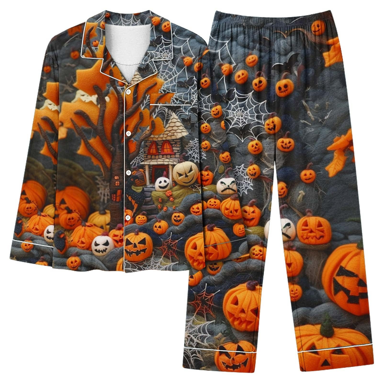 BiZtdJrK Halloween Pajamas Women Color Block Novelty Print Casual 2 ...