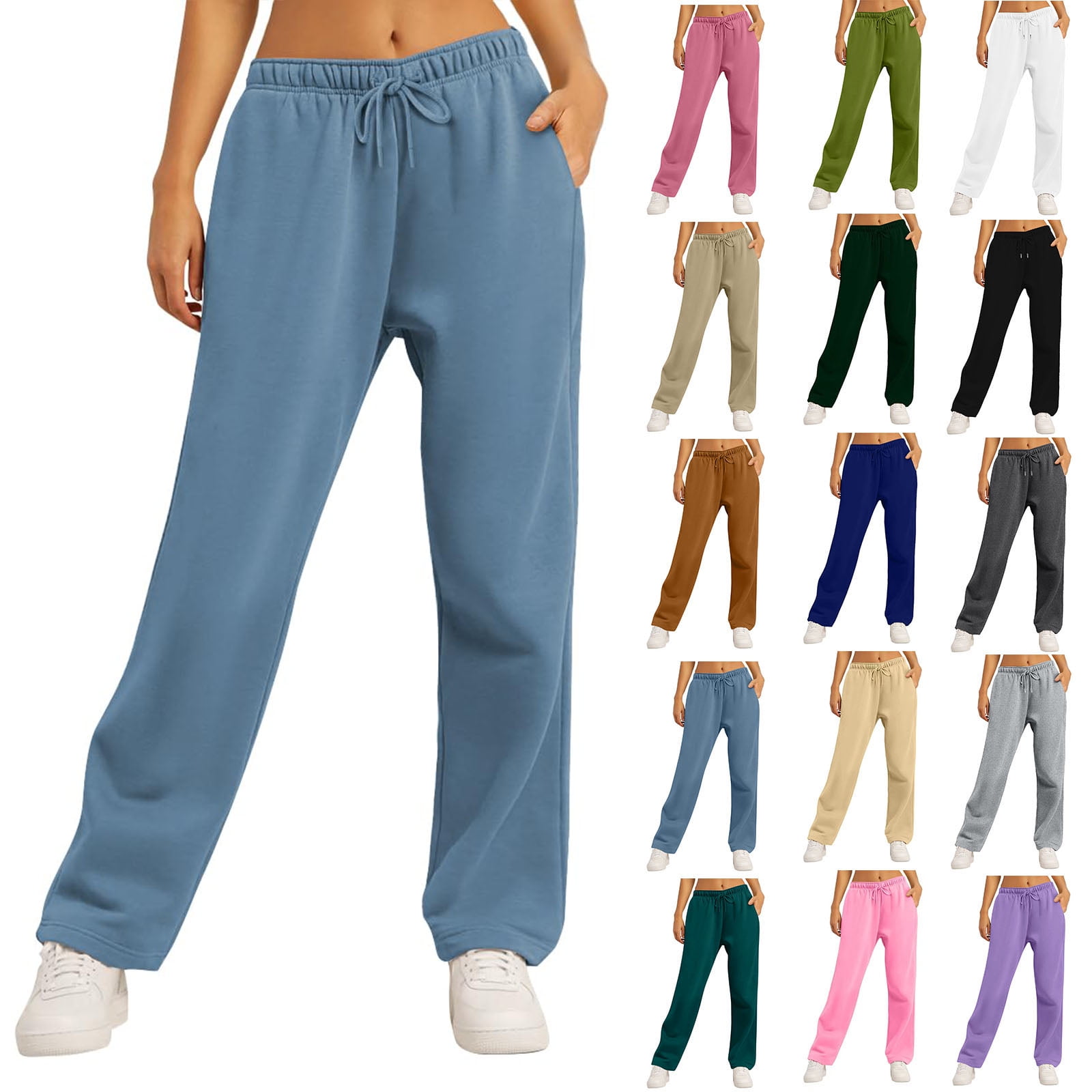 BiZtdJrK Hot Pink Women's Drawstring Elastic Waist Sweatpants Fleece ...