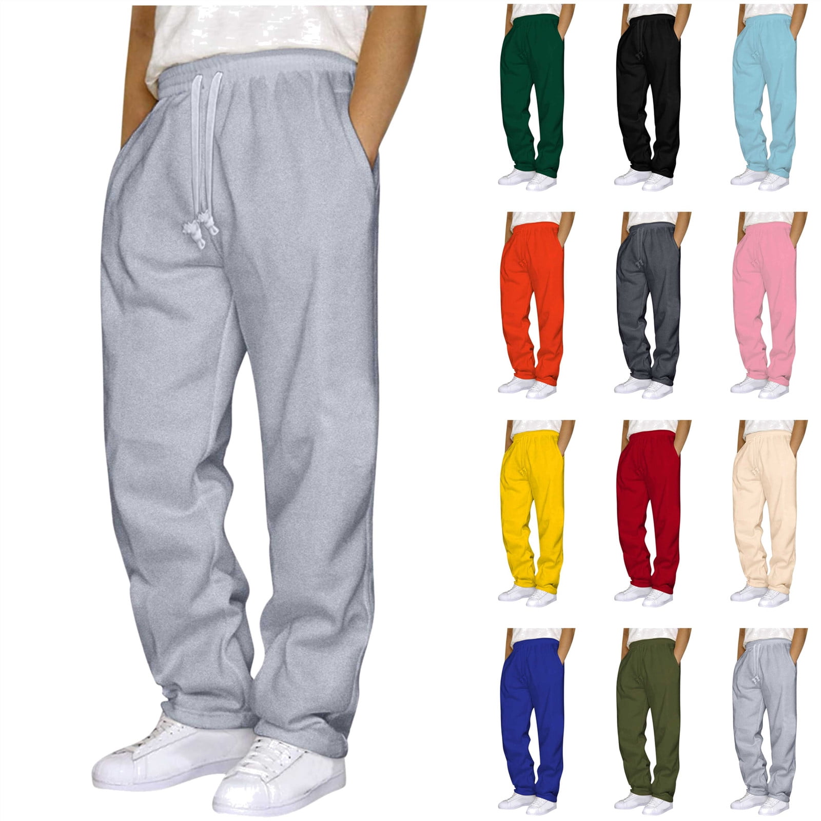 BiZtdJrK Jogger Pants for Men Baggy Drawstring Straight Leg Sweatpants ...