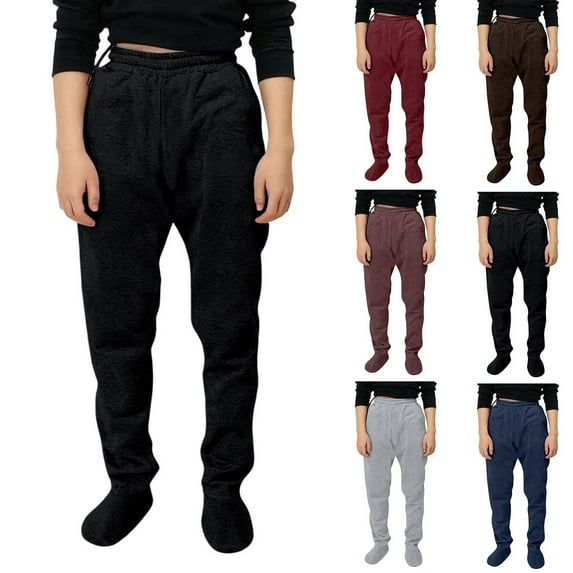 BiZtdJrK Kids Footed Sweatpants Sherpa Fleece Lined Feet Pajamas Pants ...
