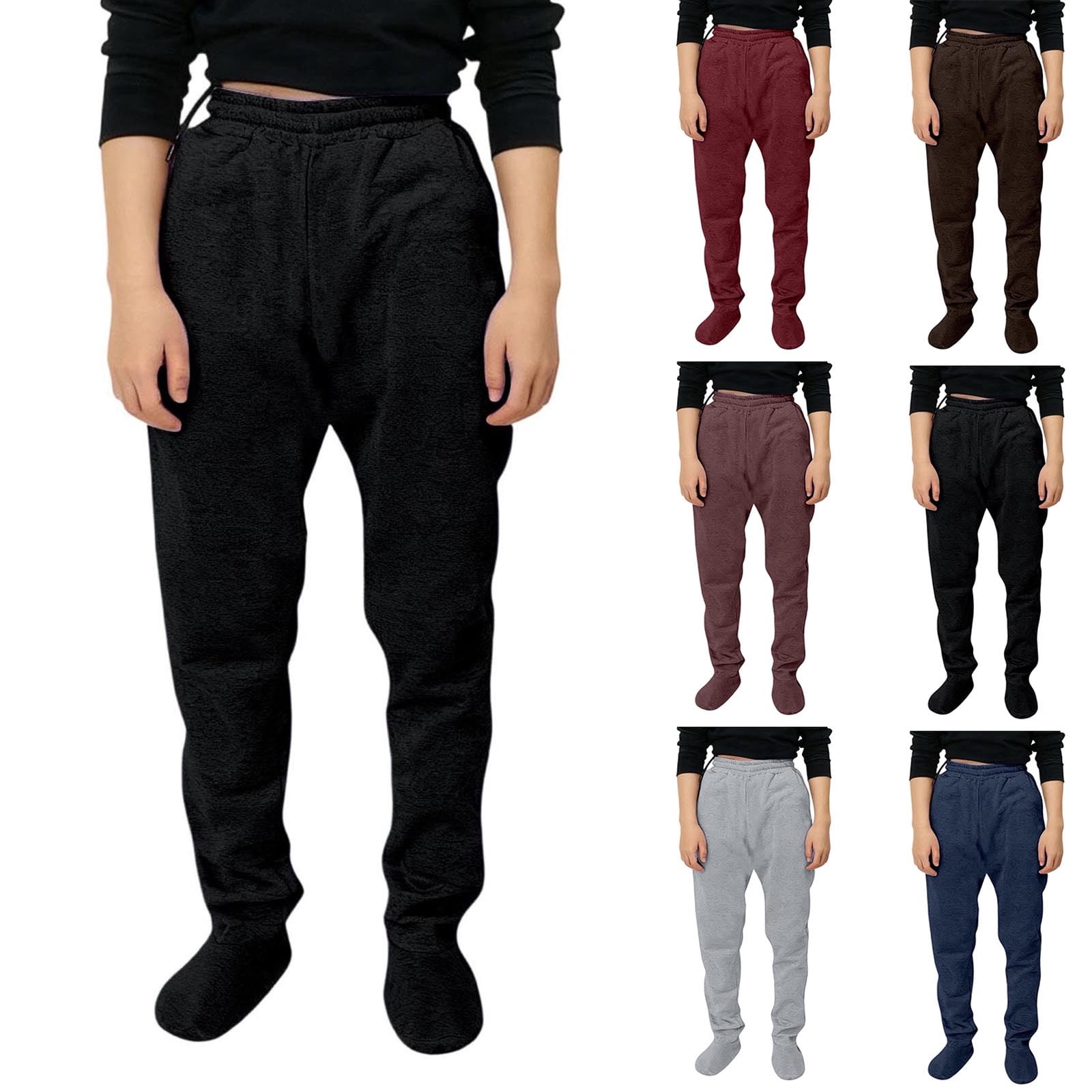 BiZtdJrK Kids Footed Sweatpants Sherpa Fleece Lined Feet Pajamas Pants ...