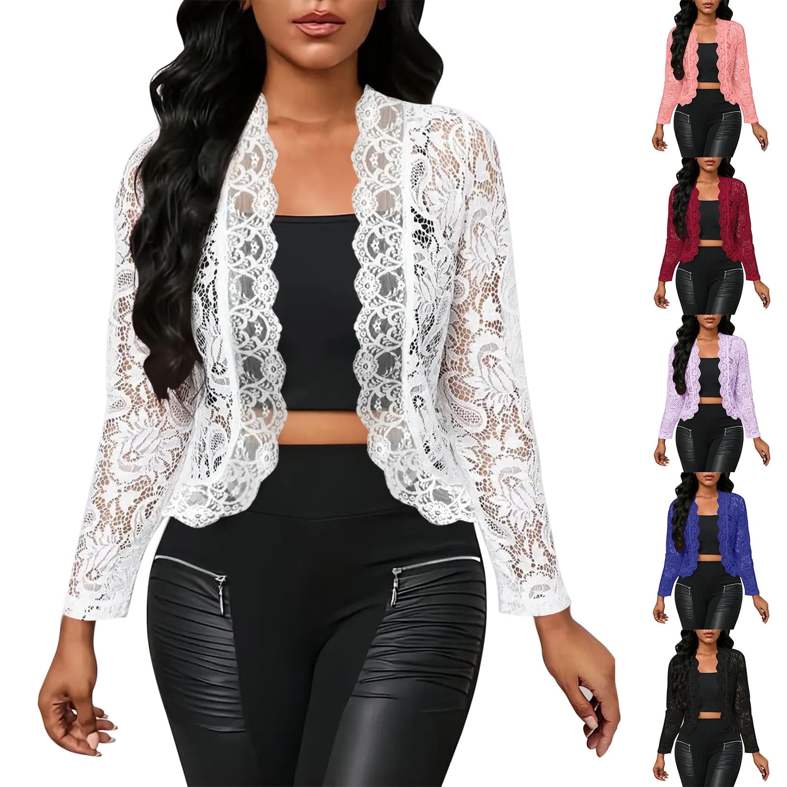 BiZtdJrK Kimono Cardigans for Women Lace Long Sleeve Sheer Cardigan ...