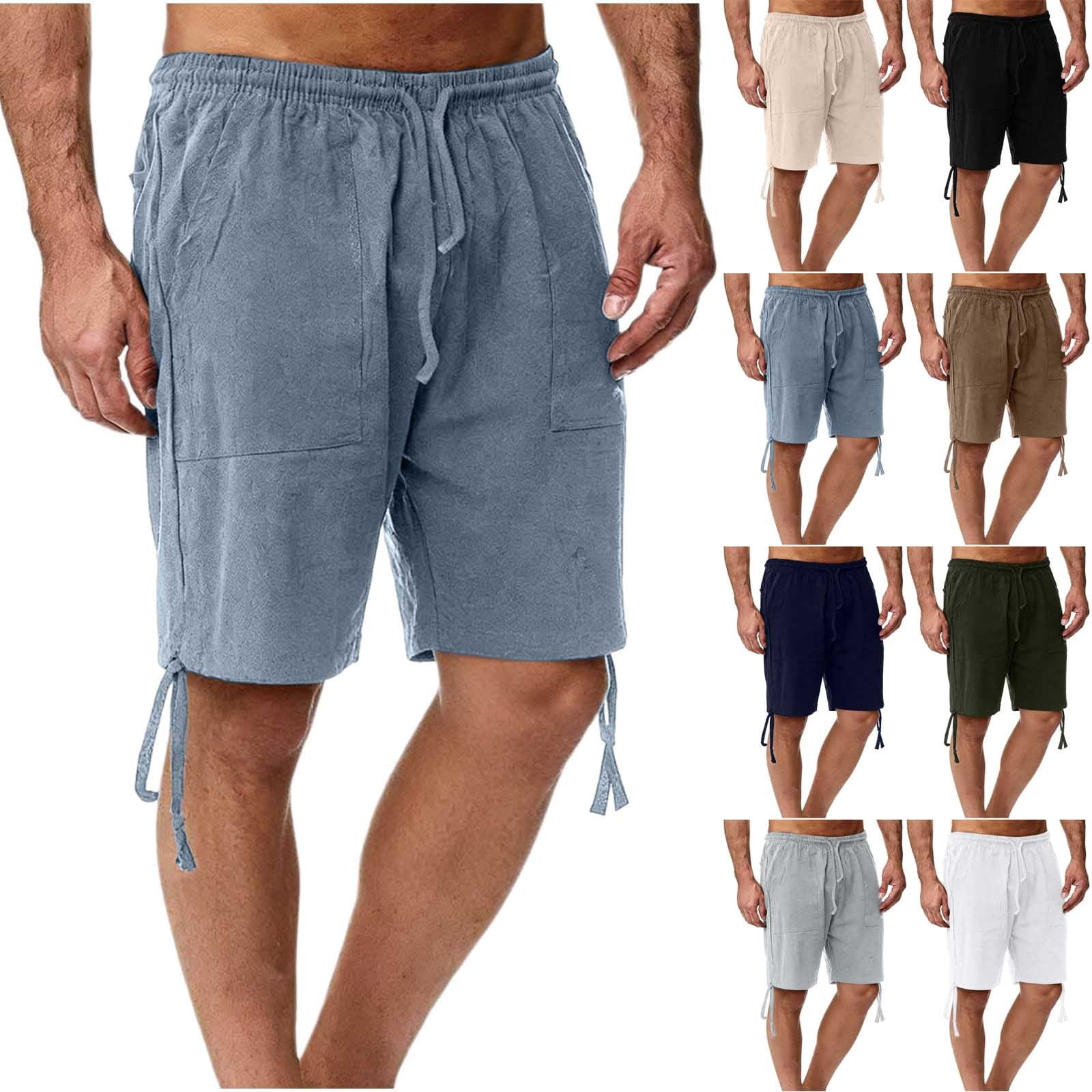 BiZtdJrK Light Blue Men's Fashion Summer Shorts Side Drawstring Elastic ...