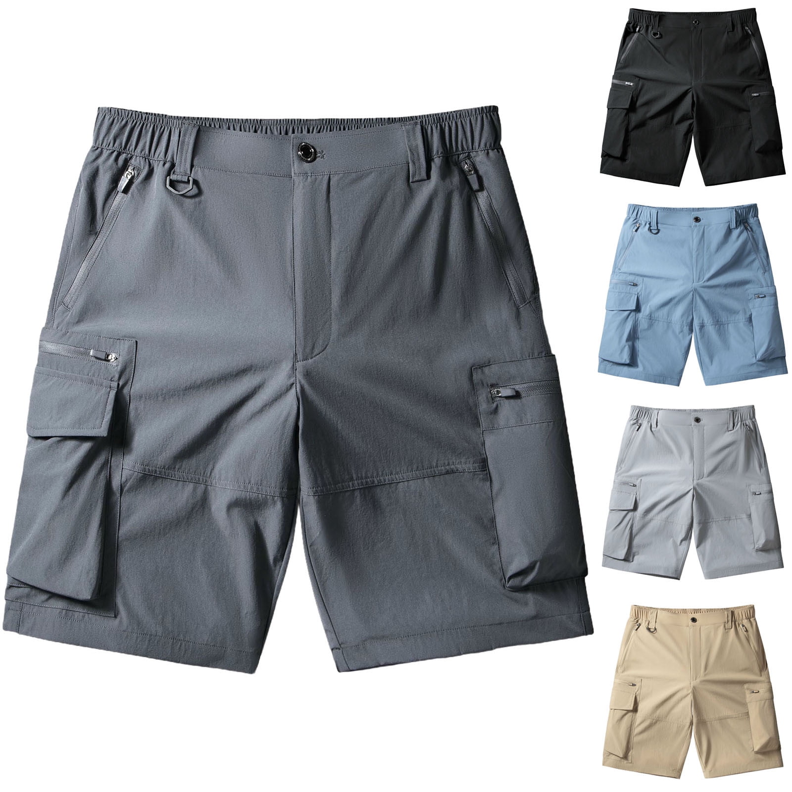 BiZtdJrK Light Blue Men's Golf Sport Shorts Button Closure Elastic ...