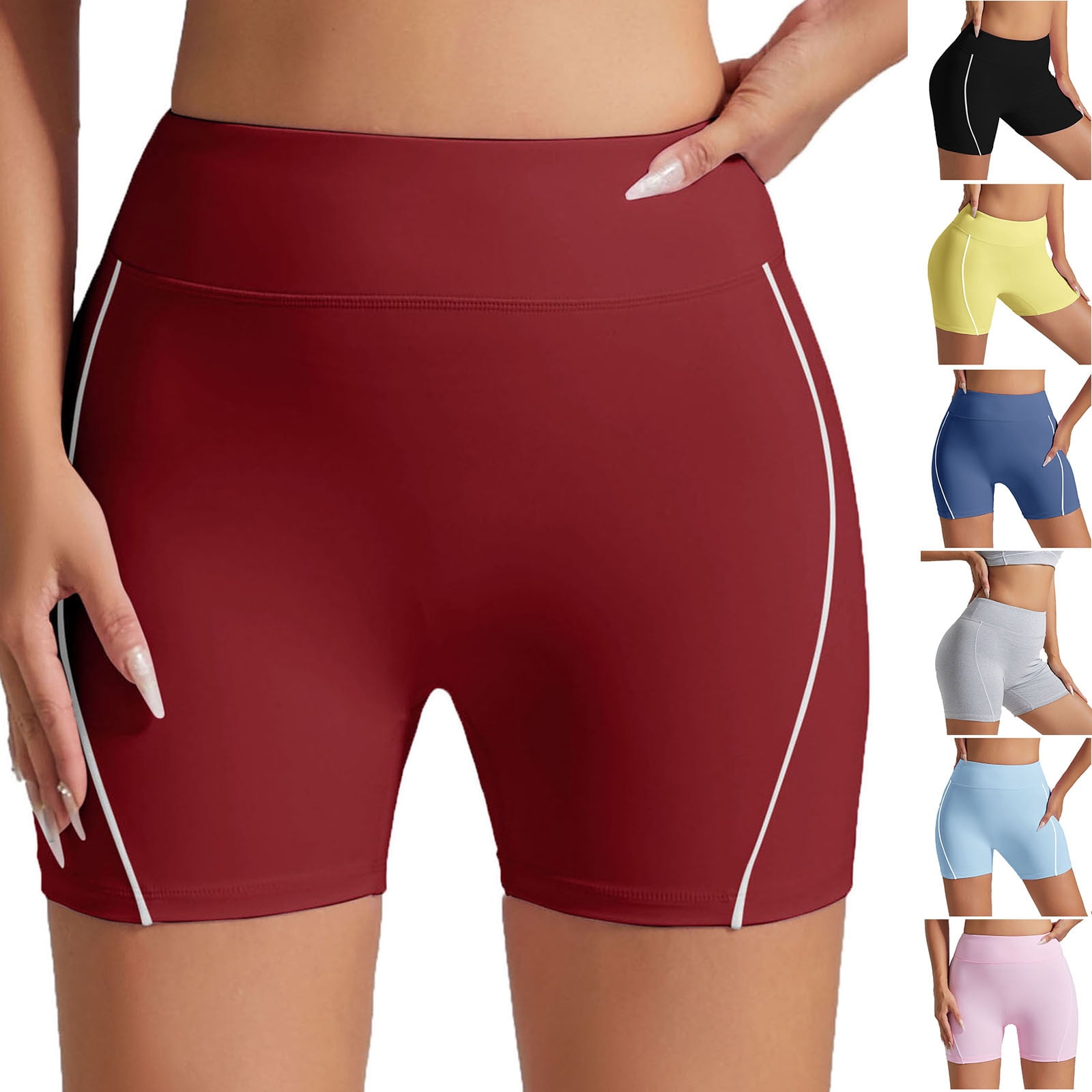 BiZtdJrK Light Blue Women Yoga Workout Shorts High Waisted Tummy ...
