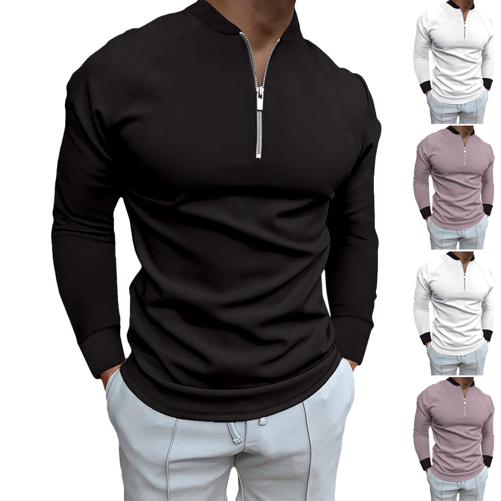 BiZtdJrK Long Sleeve Shirts for Men Casual Half Zip Henley Shirt Muscle ...