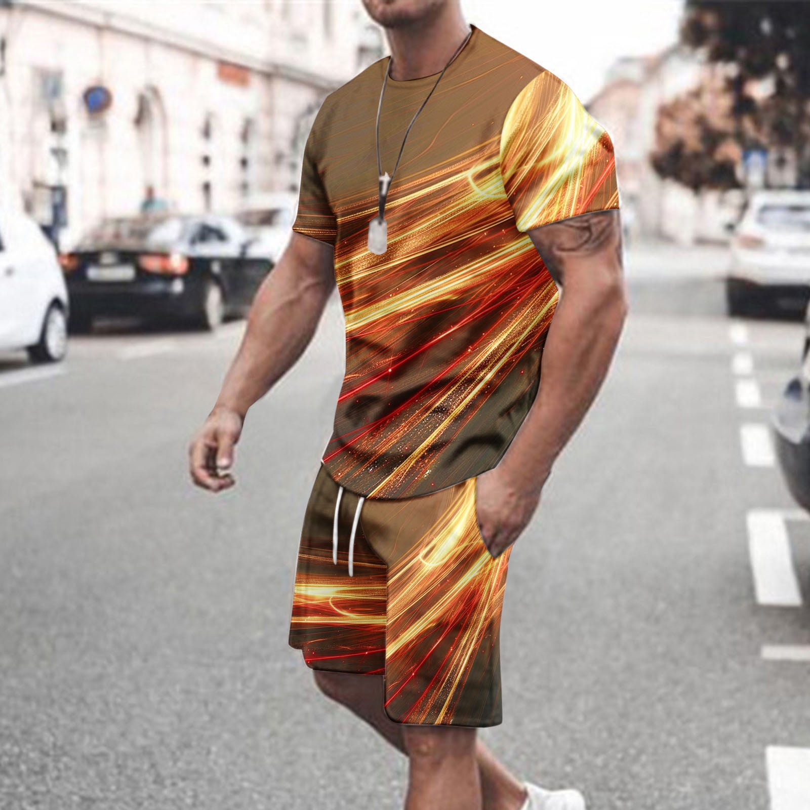 BiZtdJrK Men 2 Piece Sets Summer Short Sleeve Tshirts Matching Casual ...