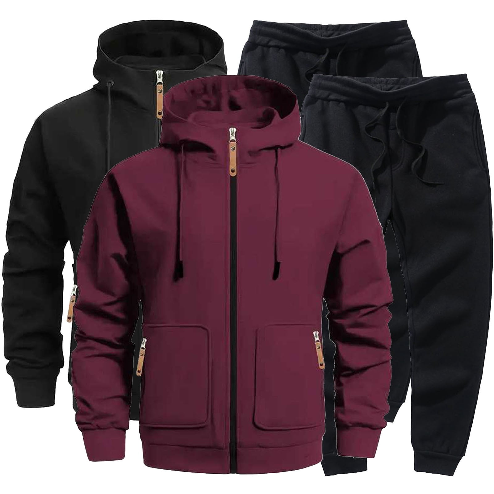 BiZtdJrK Men Gym Tracksuits Zip Up Long Sleeve Hoodie Jackets and ...