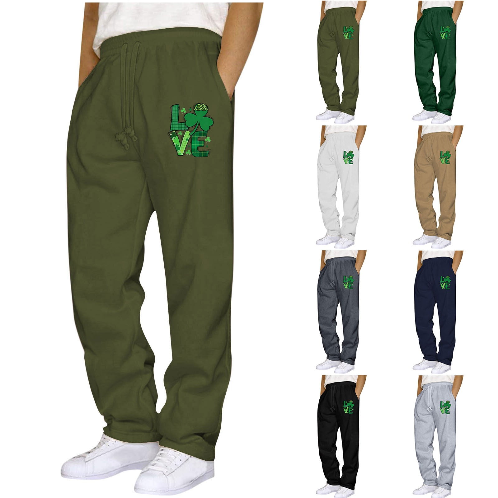 BiZtdJrK Men Print Sweatpants St. Patrick's Day Shamrock Graphic ...