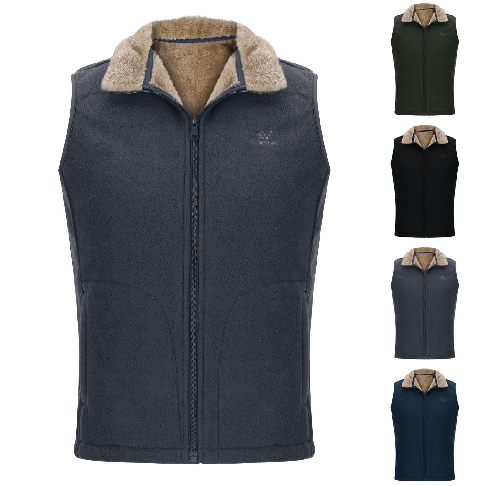 BiZtdJrK Men Slim Fit Vest Polar Fleece Warm Solid Color Vests Big and ...