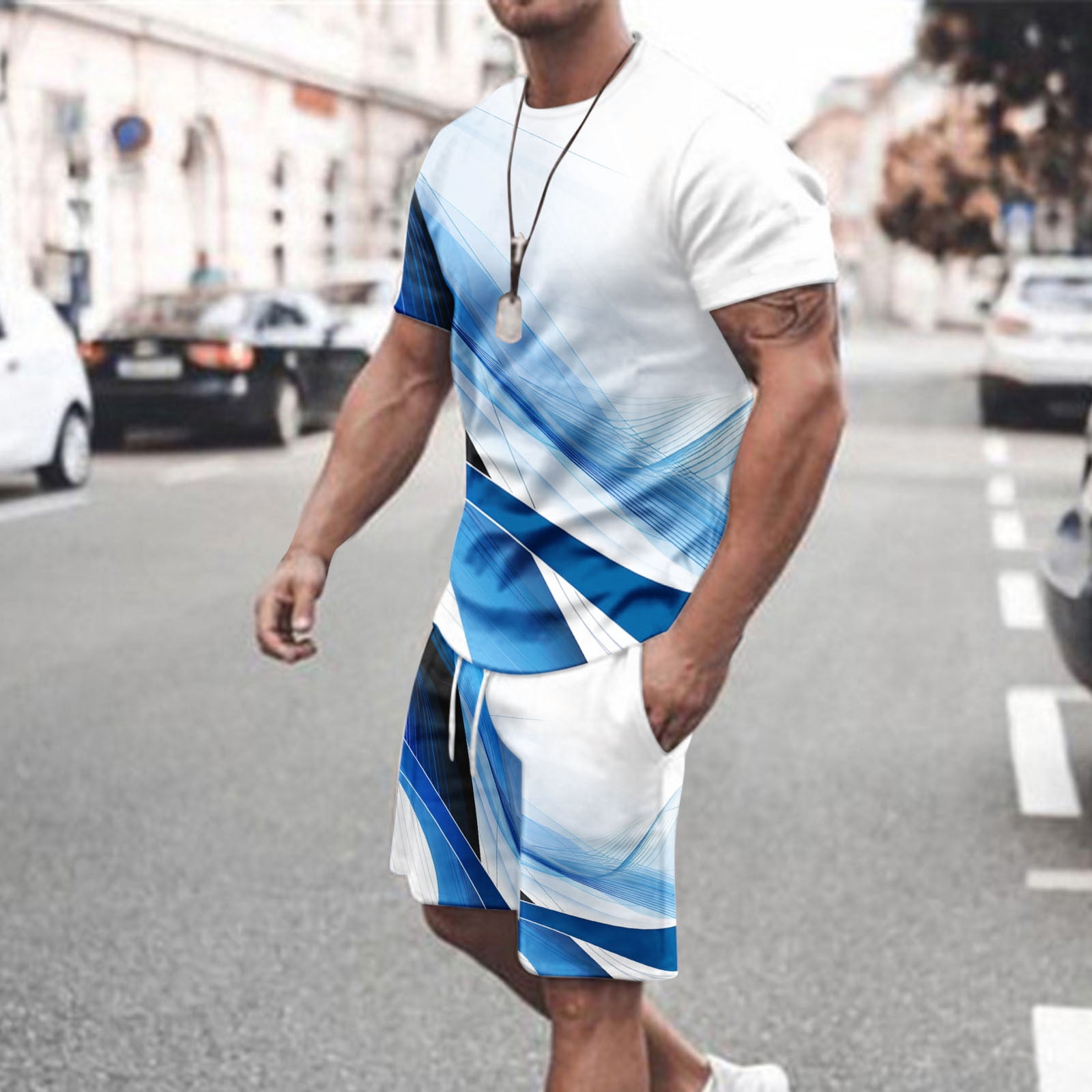 BiZtdJrK Men Summer 2 Piece Sets Big and Tall Shirts Matching ...