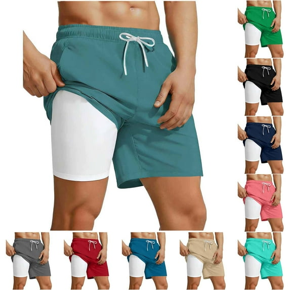 BiZtdJrK Men Surfing Shorts Quick Dry Drawstring Elastic Waist Swim ...