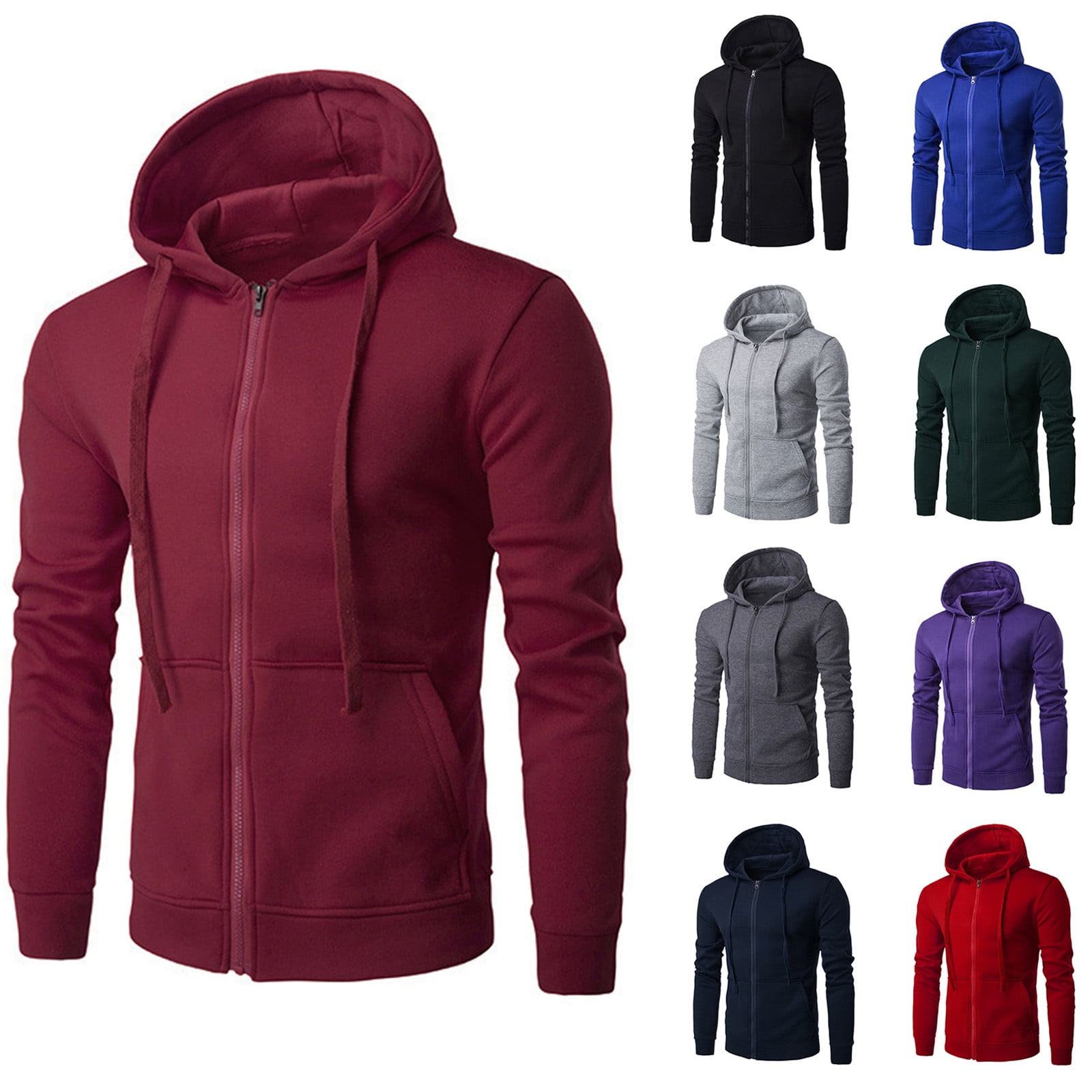 BiZtdJrK Men Sweatshirt Jackets Full Zip Long Sleeve Hoodies ...