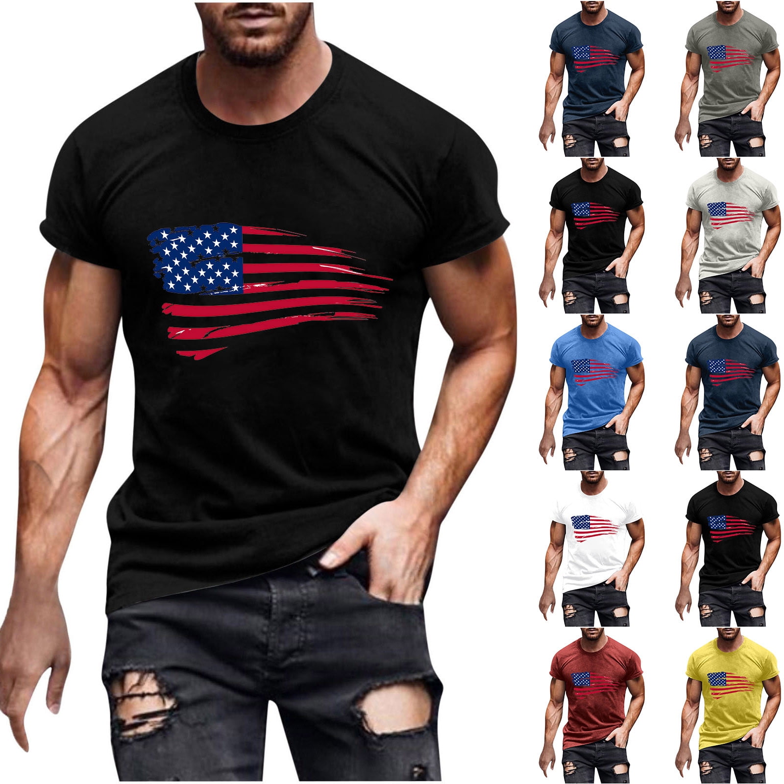 BiZtdJrK Men Tshirts American Independence Day Short Sleeve American ...
