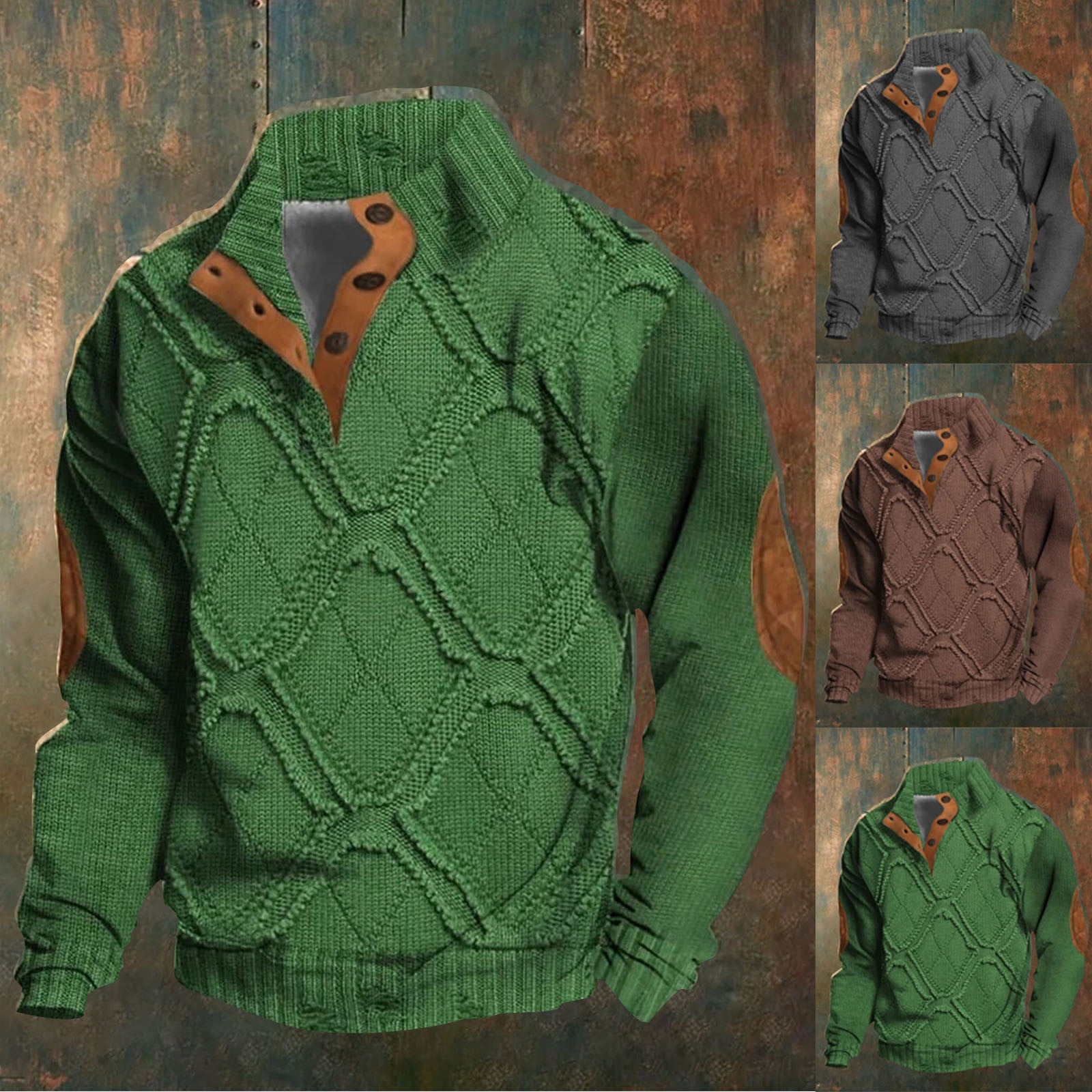 BiZtdJrK Men's 1/4 Button Up Sweatshirt Fall Fashion Long Sleeve Stand ...