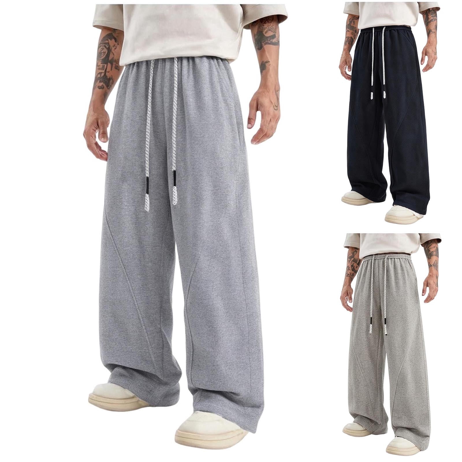 BiZtdJrK Men's Big and Tall Baggy Sweatpants Drawstring Elastic Waist ...