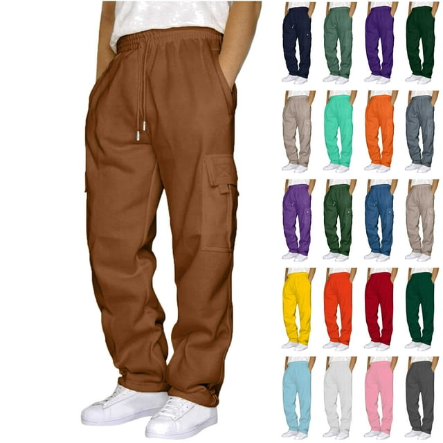 BiZtdJrK Men's Cargo Sweatpants with Multi Pockets Casual Drawstring ...