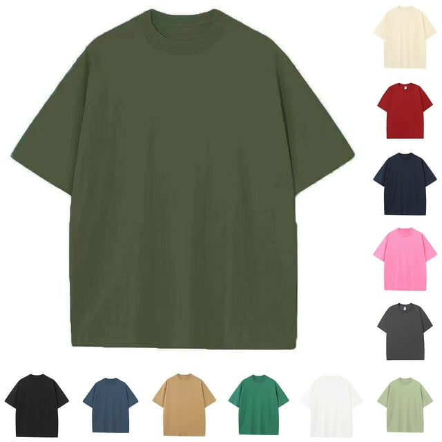 BiZtdJrK Men's Cotton T-Shirts Oversized Unisex Short Sleeve Crew Neck ...