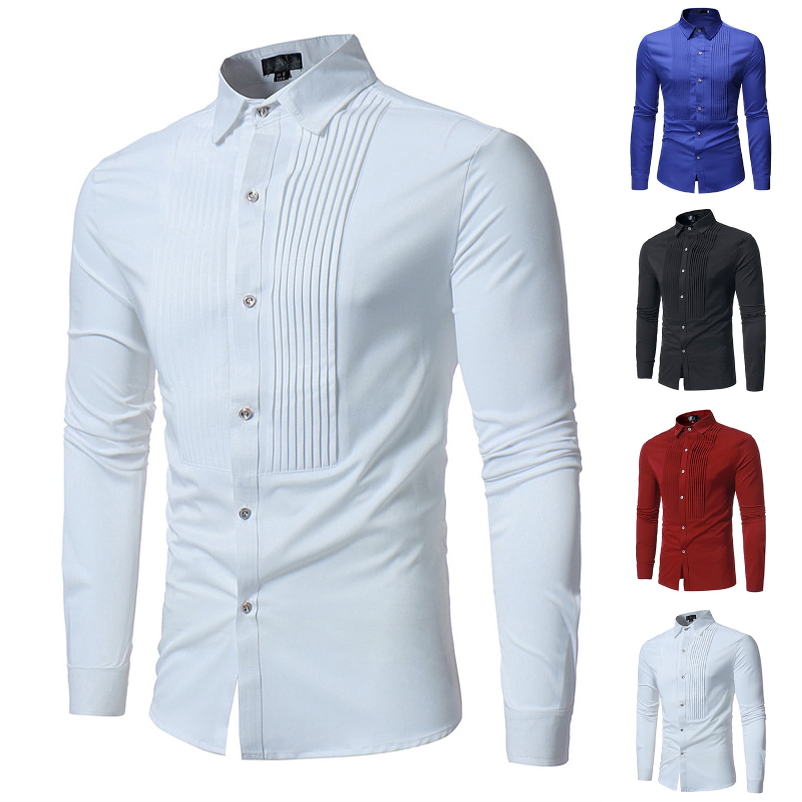 BiZtdJrK Men's Elegant Dress Shirts Casual Button Turndown Collar ...