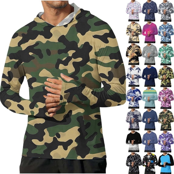 BiZtdJrK Men's Lightweight Hooded Fishing Shirt UPF 50+ Outdoor Quick ...