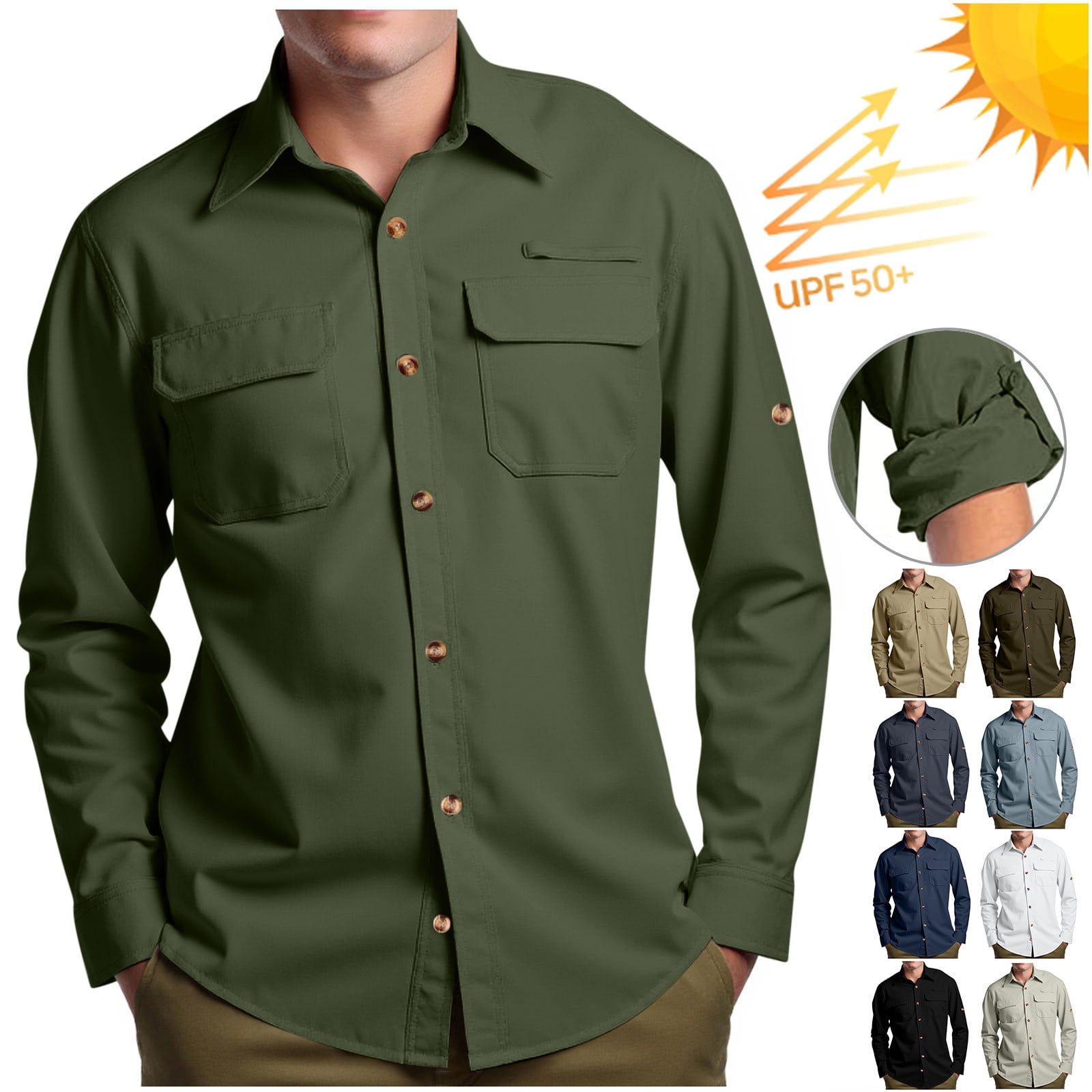 BiZtdJrK Men's Long Sleeve Hiking Shirts Lightweight Quick Dry Sun ...