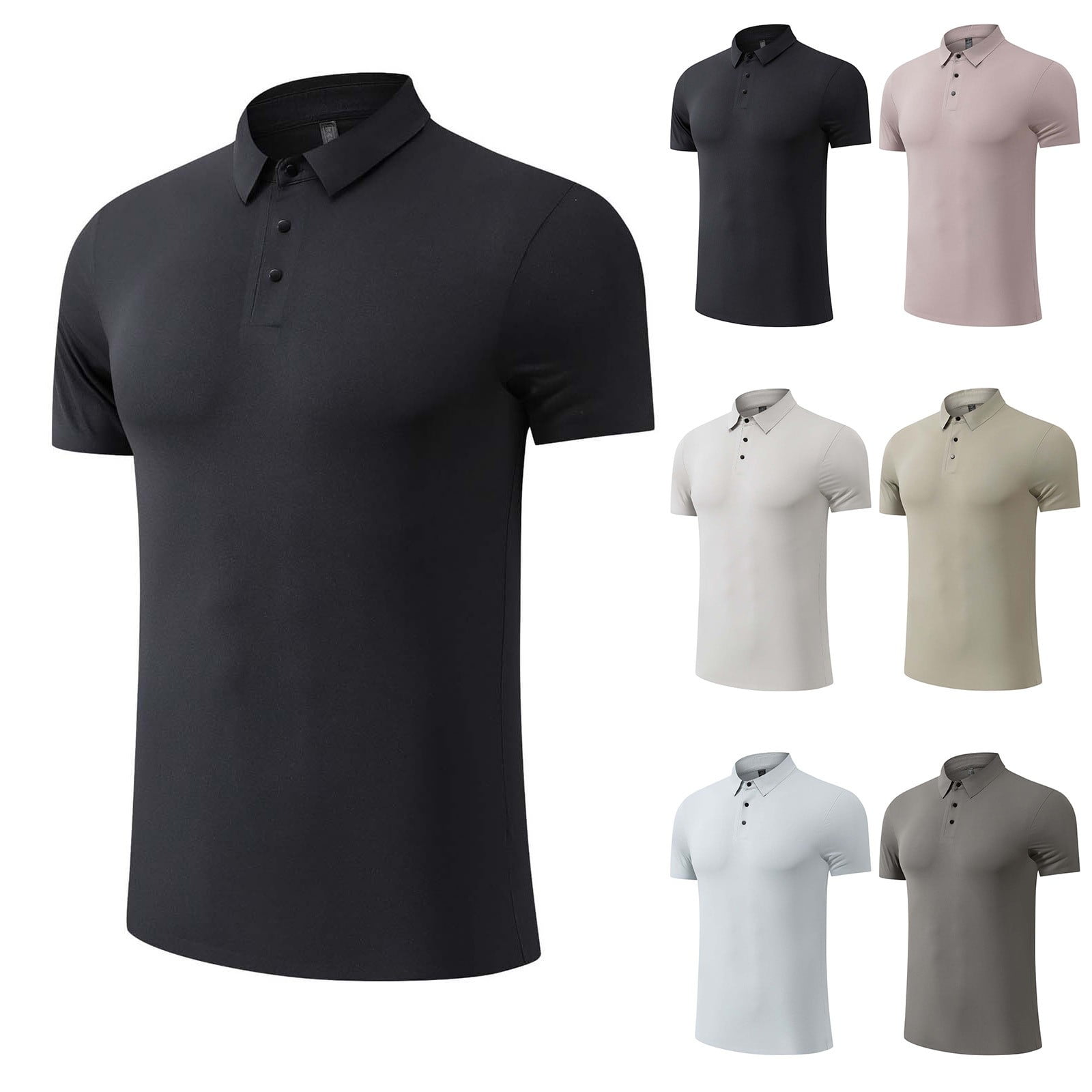 BiZtdJrK Men's Polos Shirt Short Sleeve Button Lapel Casual T-Shirts ...