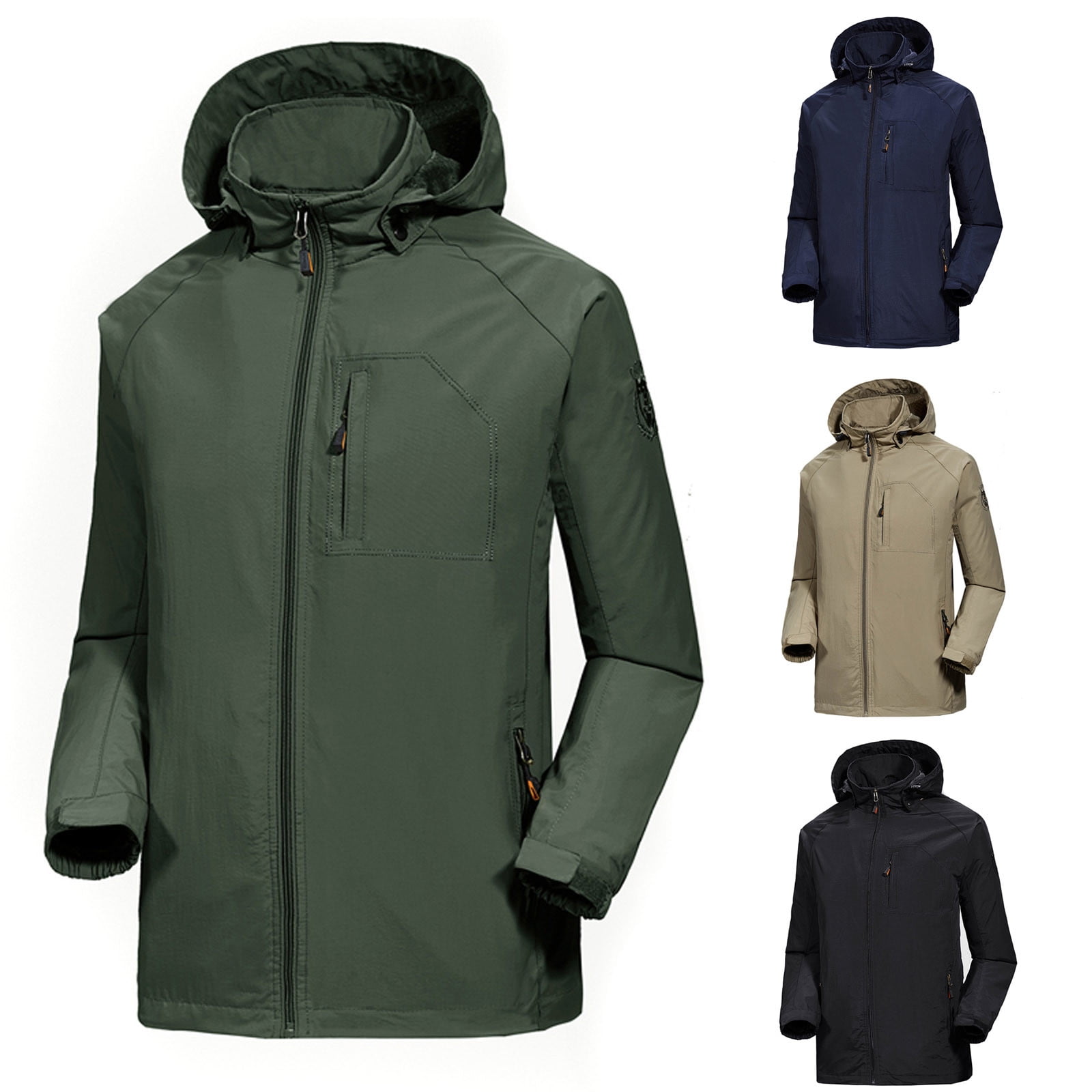 BiZtdJrK Men's Rain Loose Fit Lightweight Jackets Soft Solid Casual ...