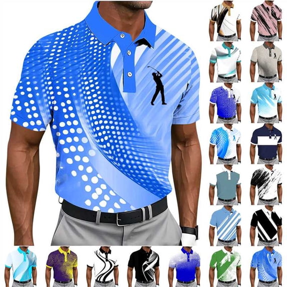 BiZtdJrK Men's Short Sleeve Graphic Tees Shirts Casual Button Collar ...