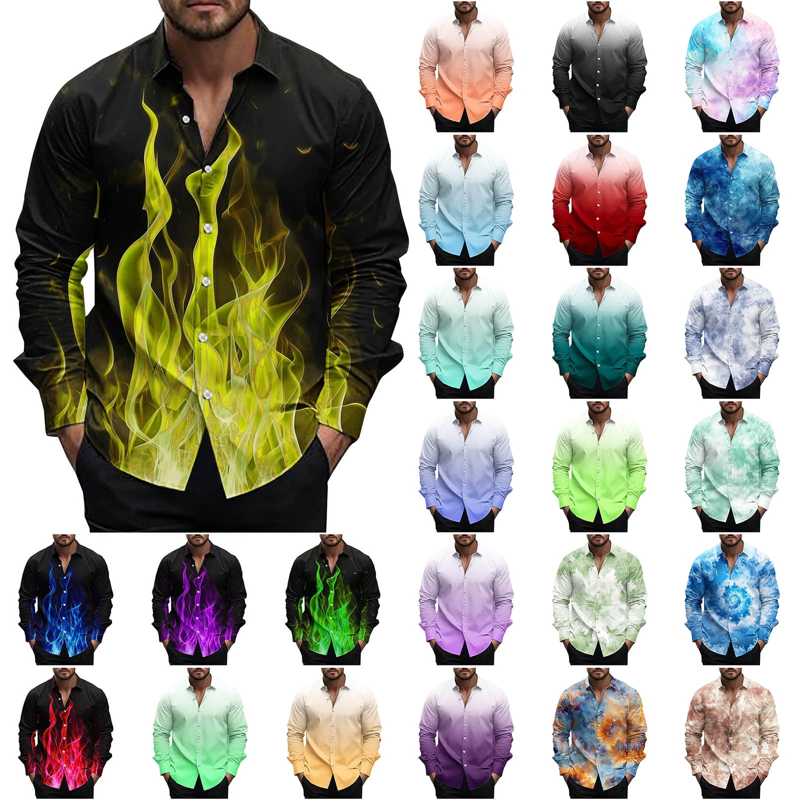 BiZtdJrK Men's Slim Fit Dress Shirt Casual Long Sleeve Button Down ...