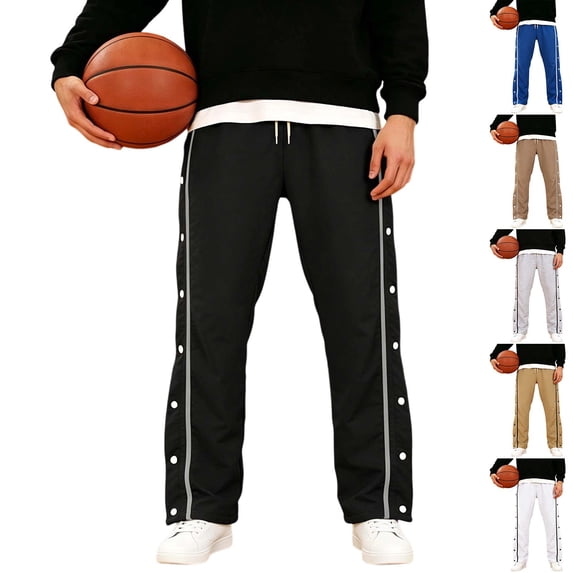 BiZtdJrK Men's Tear Away Basketball Pants Split Snap Button Athletic ...
