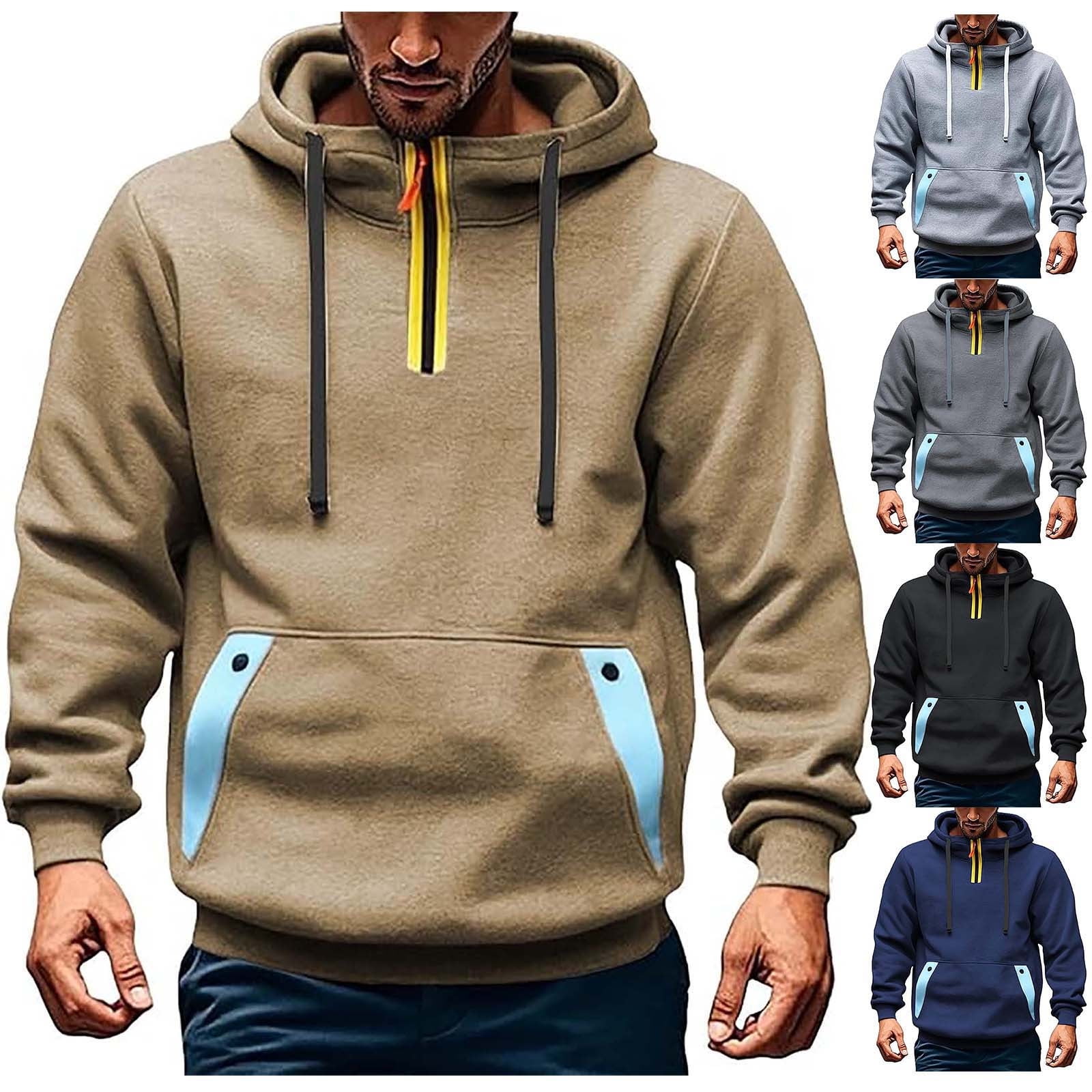BiZtdJrK Mens 1/4 Zip Pullover Hoodie Trendy Color Block Cargo ...