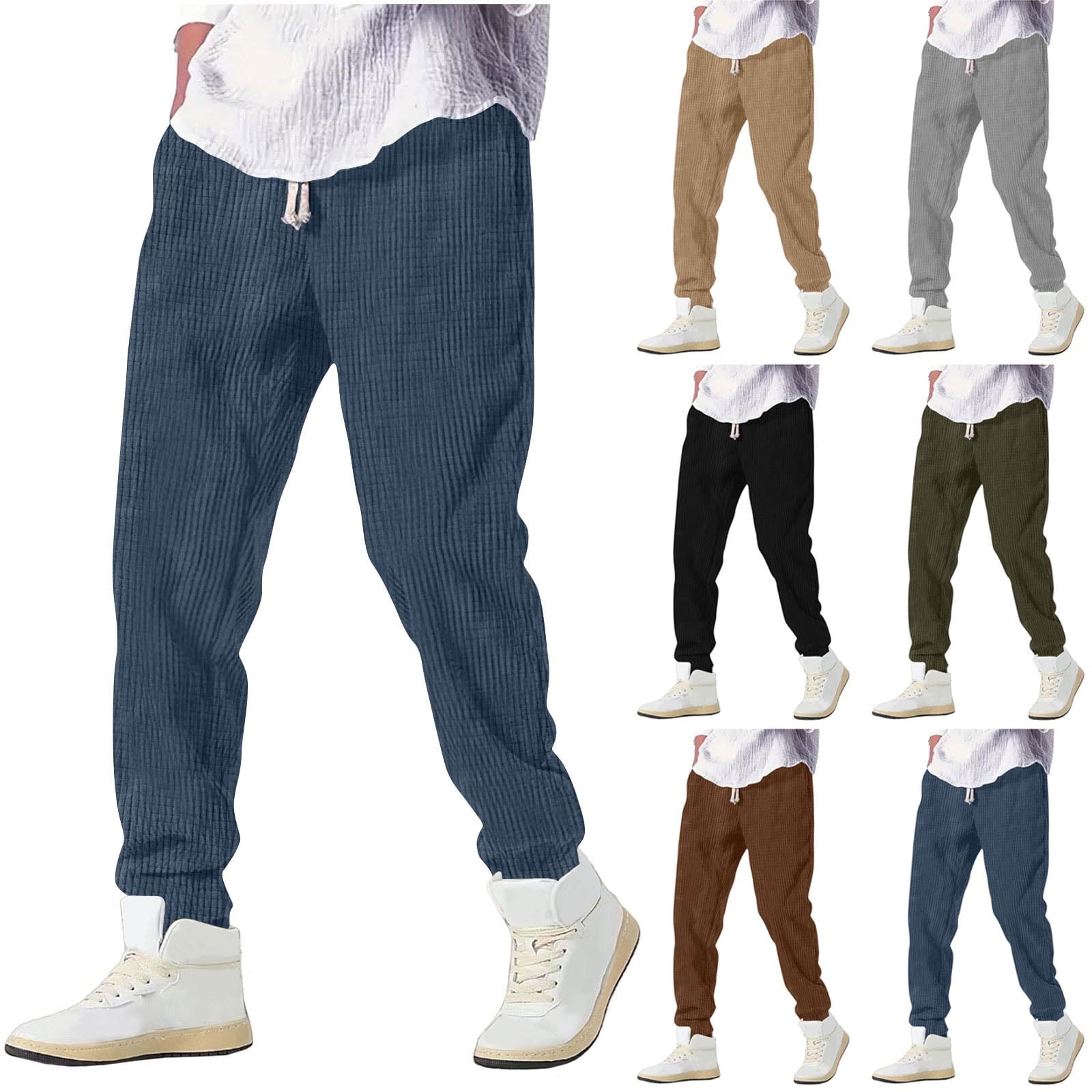 BiZtdJrK Mens Athletic Pants Casual Gym Elastic Waist Drawstring Harem ...