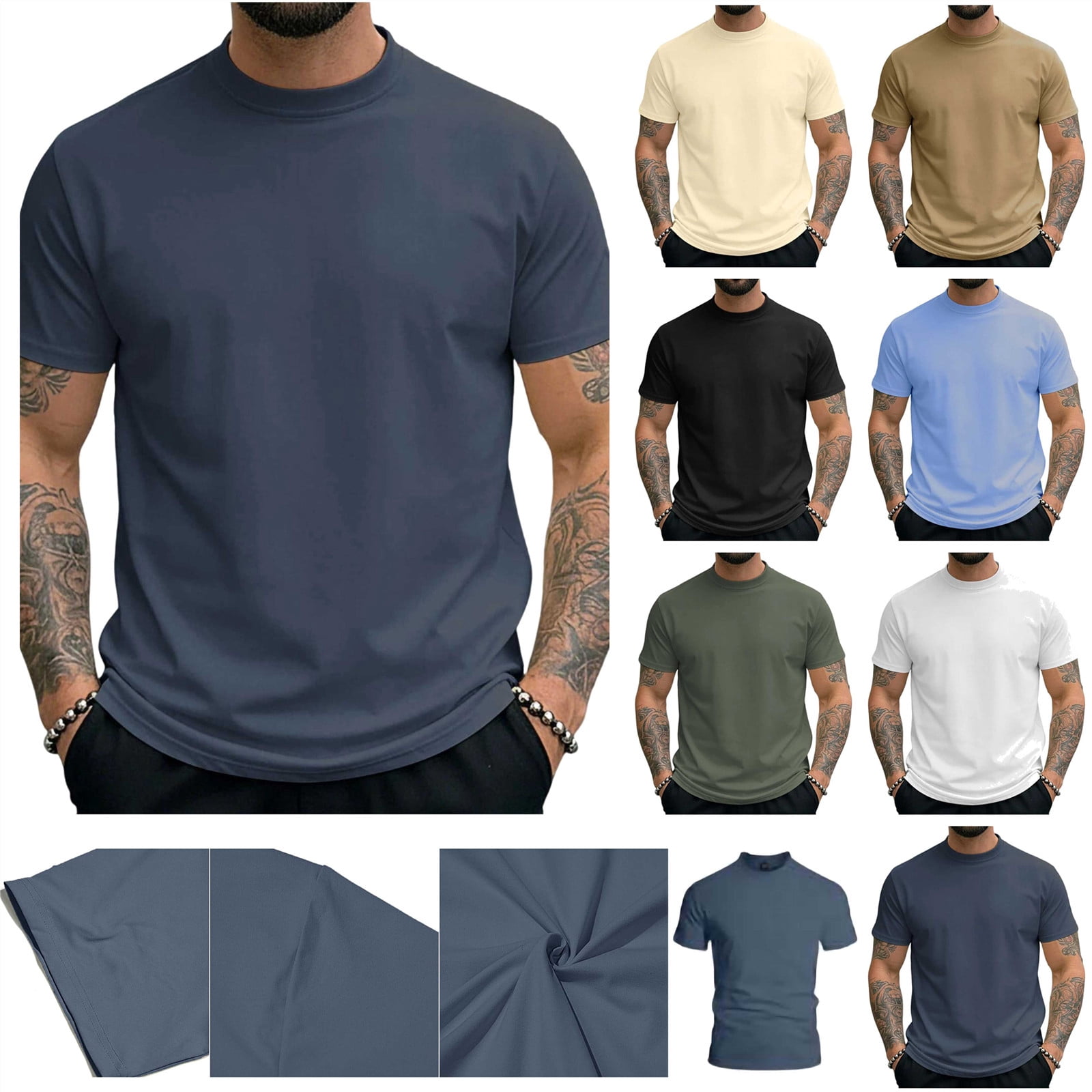 BiZtdJrK Mens Athletic T-Shirts Moisture Wicking Running Workout Shirt ...