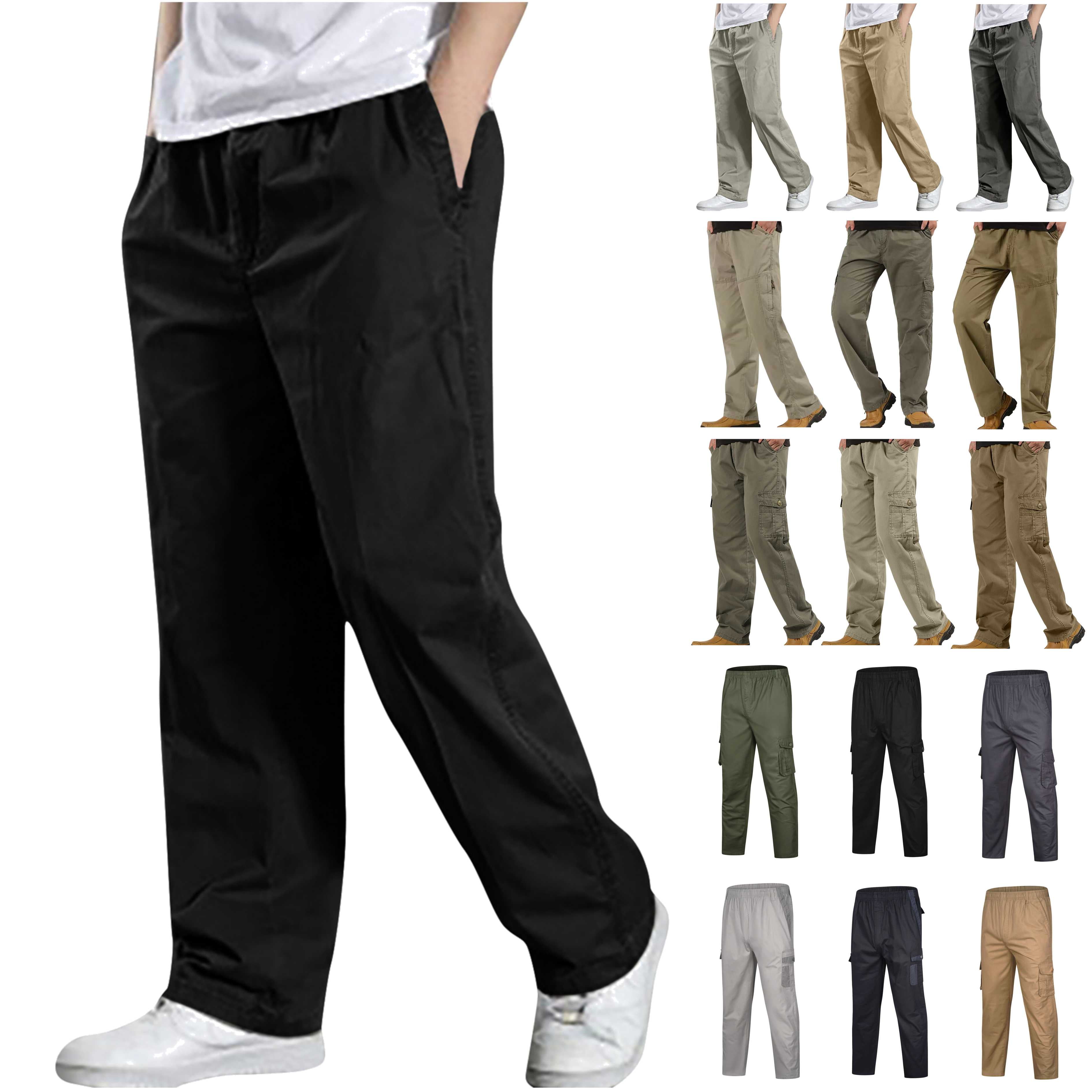 BiZtdJrK Mens Baggy Straight Leg Cargo Pants Big and Tall Twill Pants ...