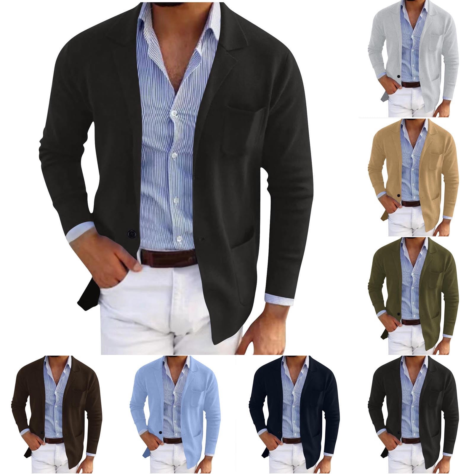 BiZtdJrK Mens Casual Sport Coats Notch Lapel Single Breasted Dress ...