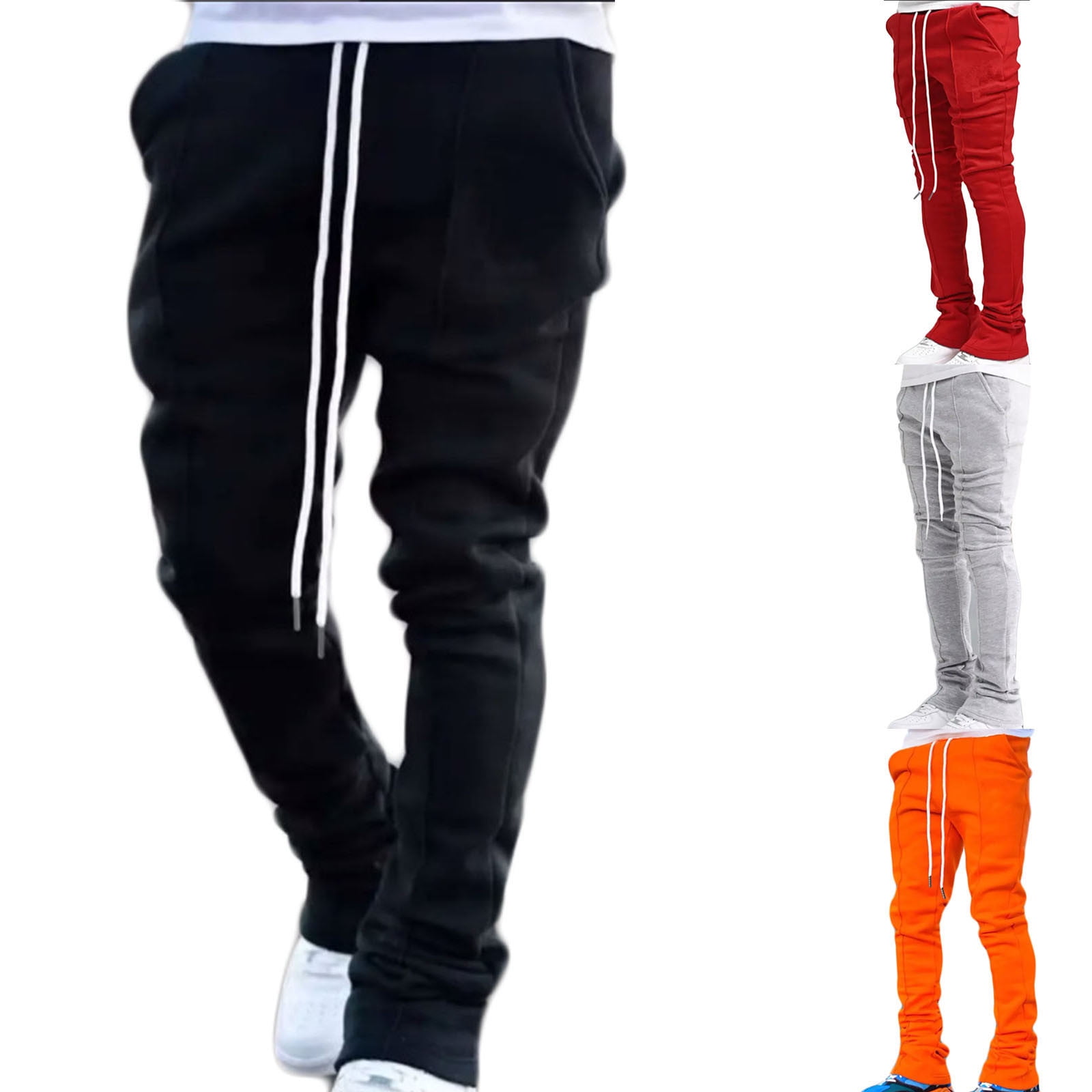 BiZtdJrK Mens Fashion Sweatpant Drawstring Low Waist Flare Leg Pants ...