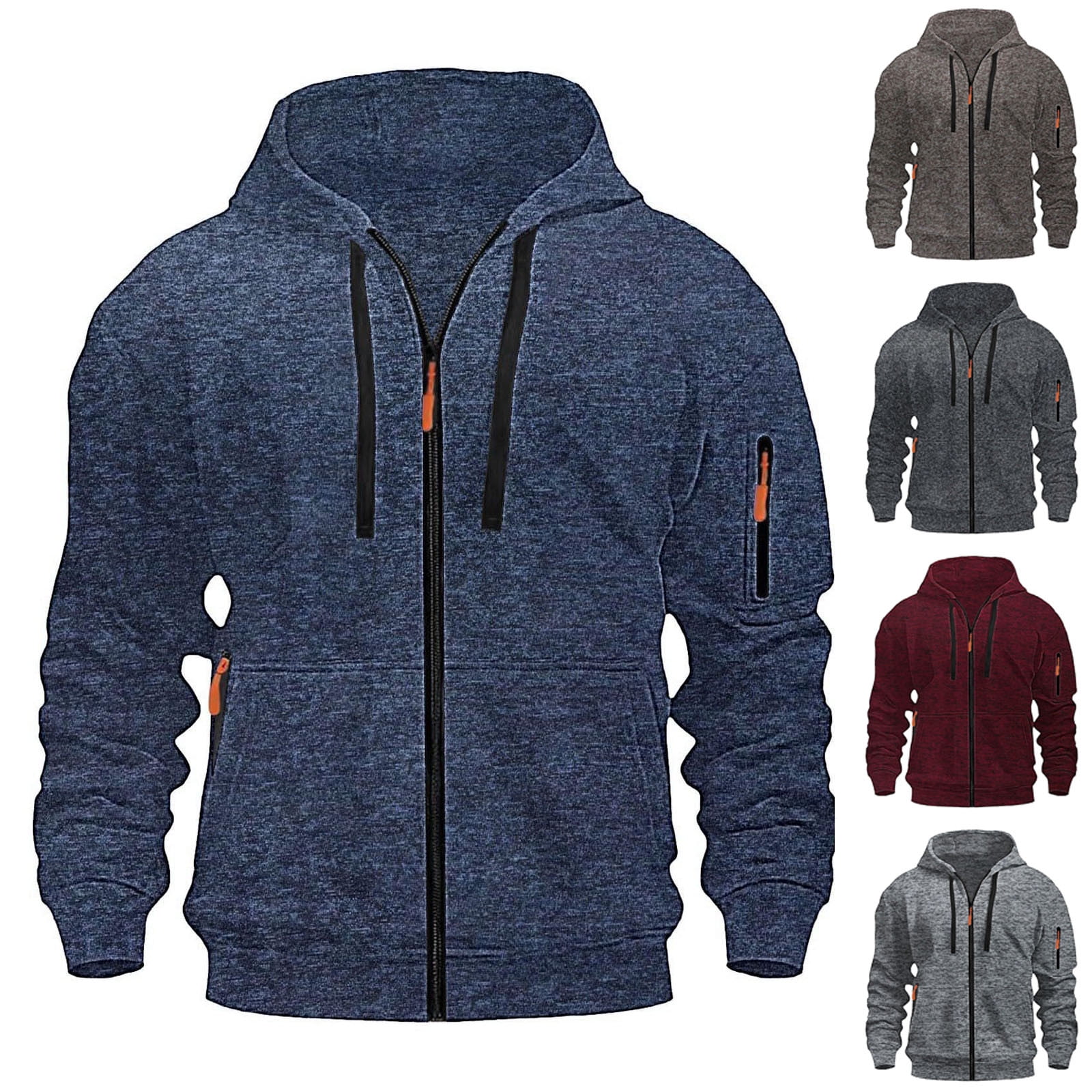 BiZtdJrK Mens Fleece Lined Workout Hoodie Thermal Winter Full Zip ...