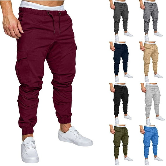 BiZtdJrK Mens High Waisted Cargo Pants with Pockets Outdoor Athletic ...