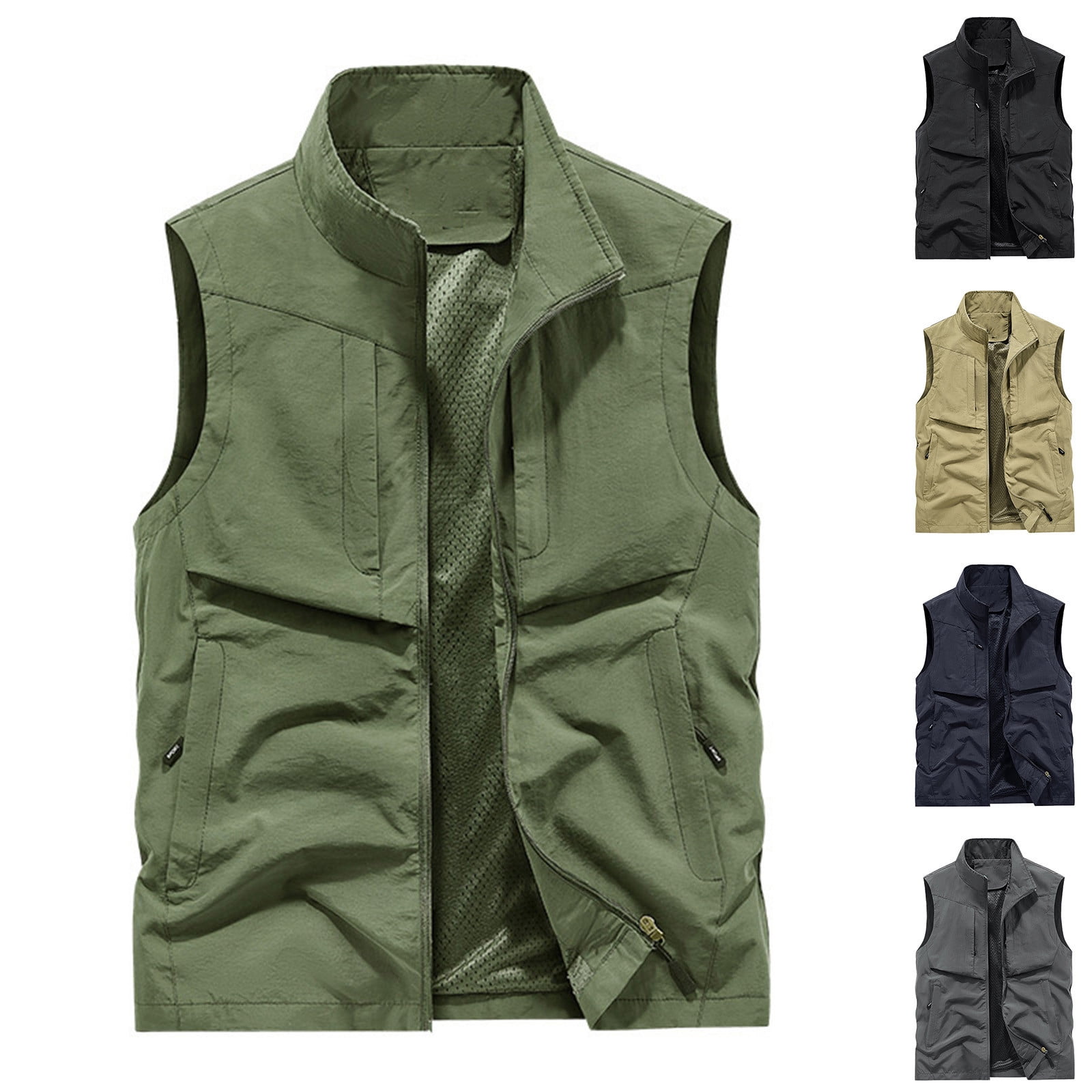 BiZtdJrK Mens Lightweight Vest Casual Solid Stand Collar Sleeveless ...