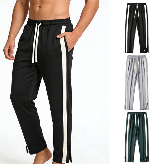 BiZtdJrK Mens Lounge Sweat Pants Color Block Side Slit Elastic ...