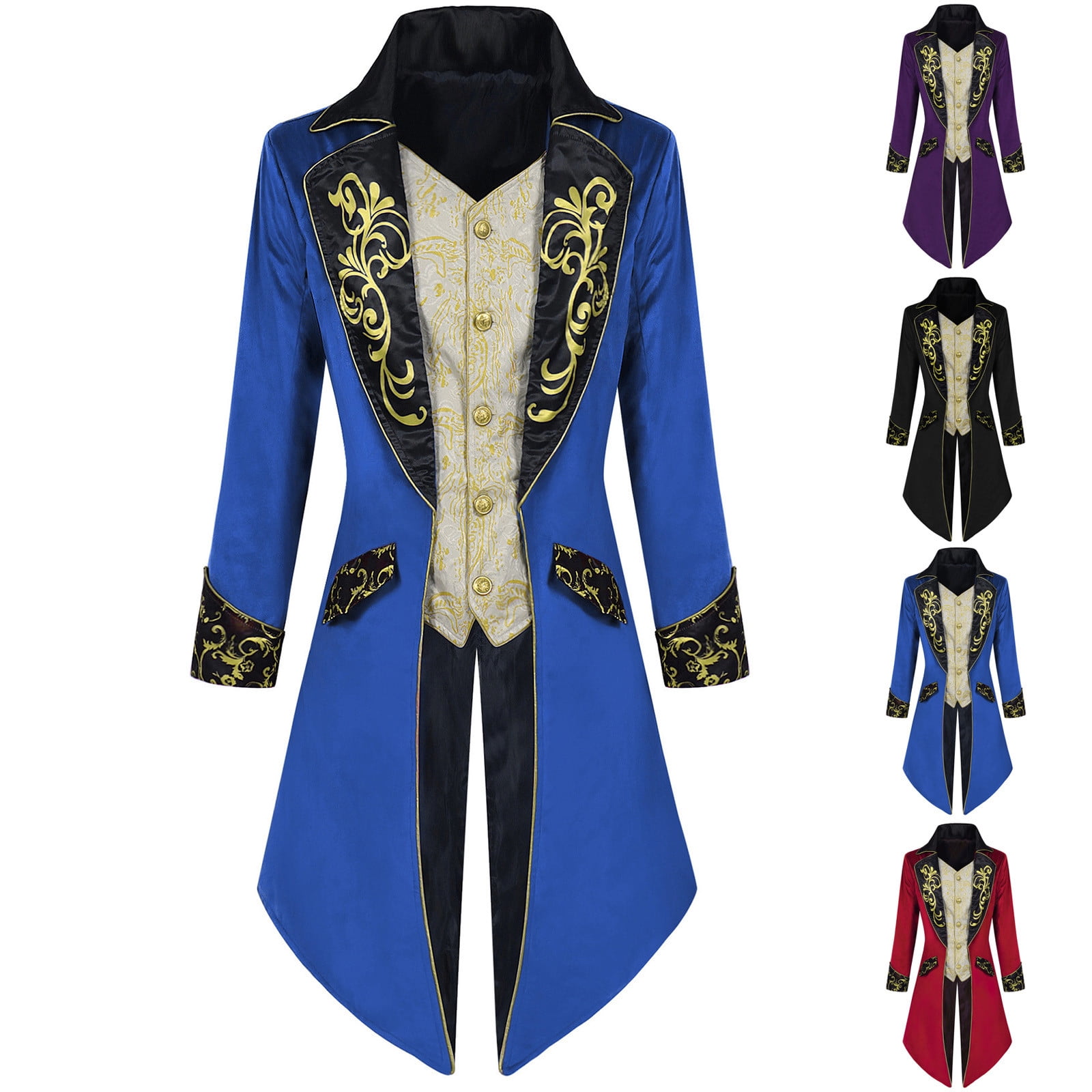 BiZtdJrK Mens Medieval Steampunk Tailcoat Fashion Embroidered Print ...