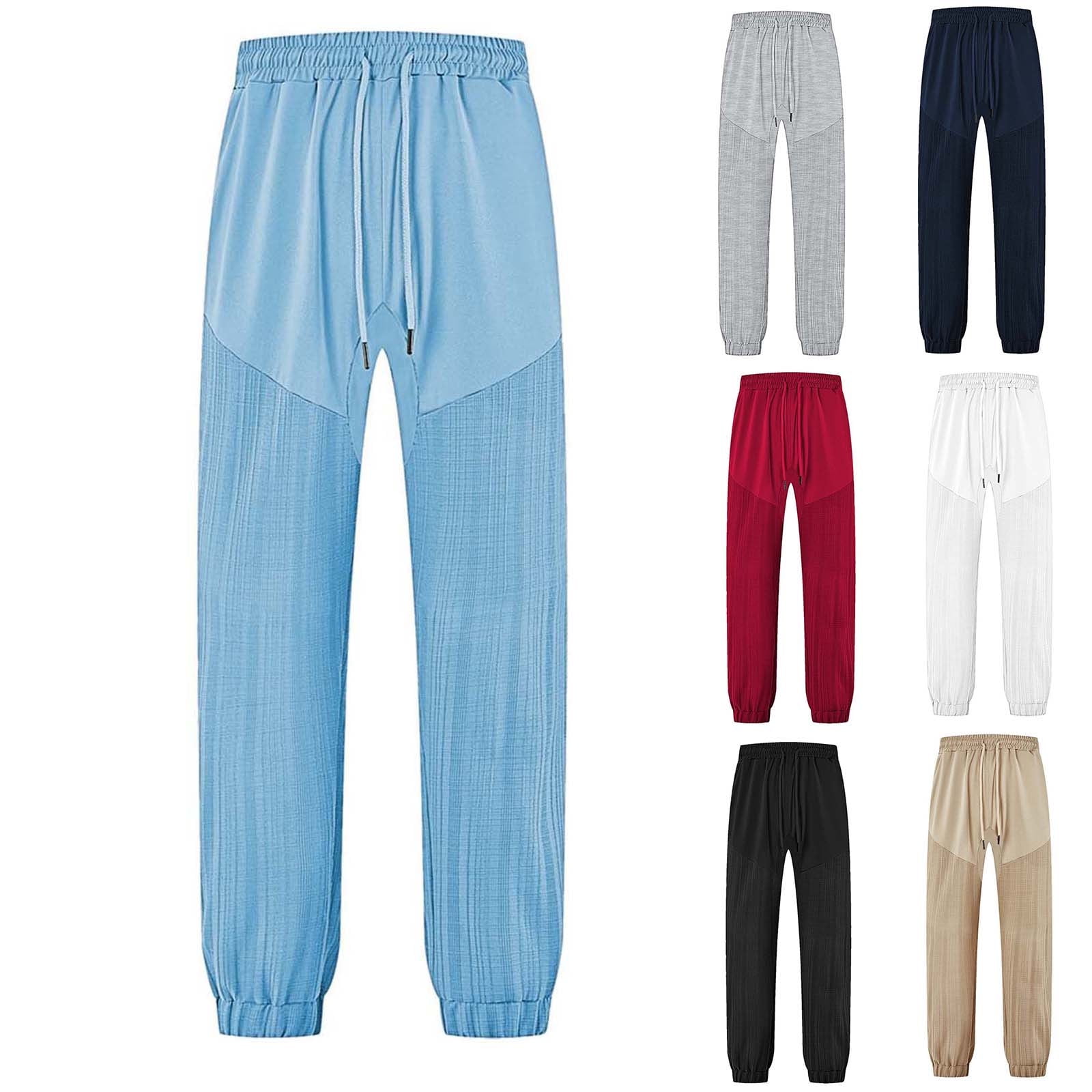 BiZtdJrK Mens Patchwork Athletic Track Pants Casual Outdoor Running ...