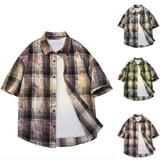 BiZtdJrK Mens Plaid Button Down Shirts Casual Short Sleeve Collared ...