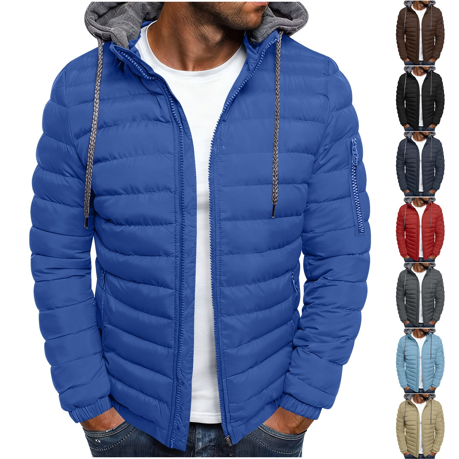 BiZtdJrK Mens Puffer Jacket with Hood Lightweight Warm Winter Coat ...